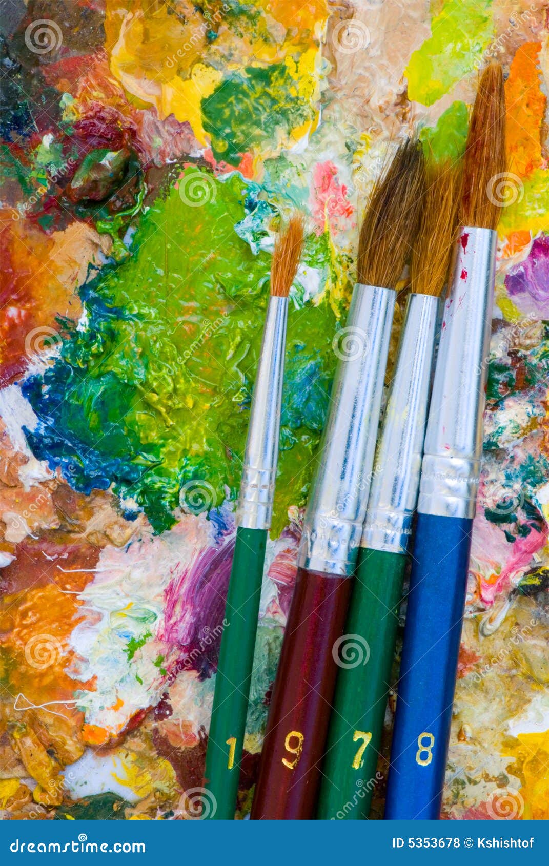 Palette and paintbrushes stock photo. Image of bright - 5353678