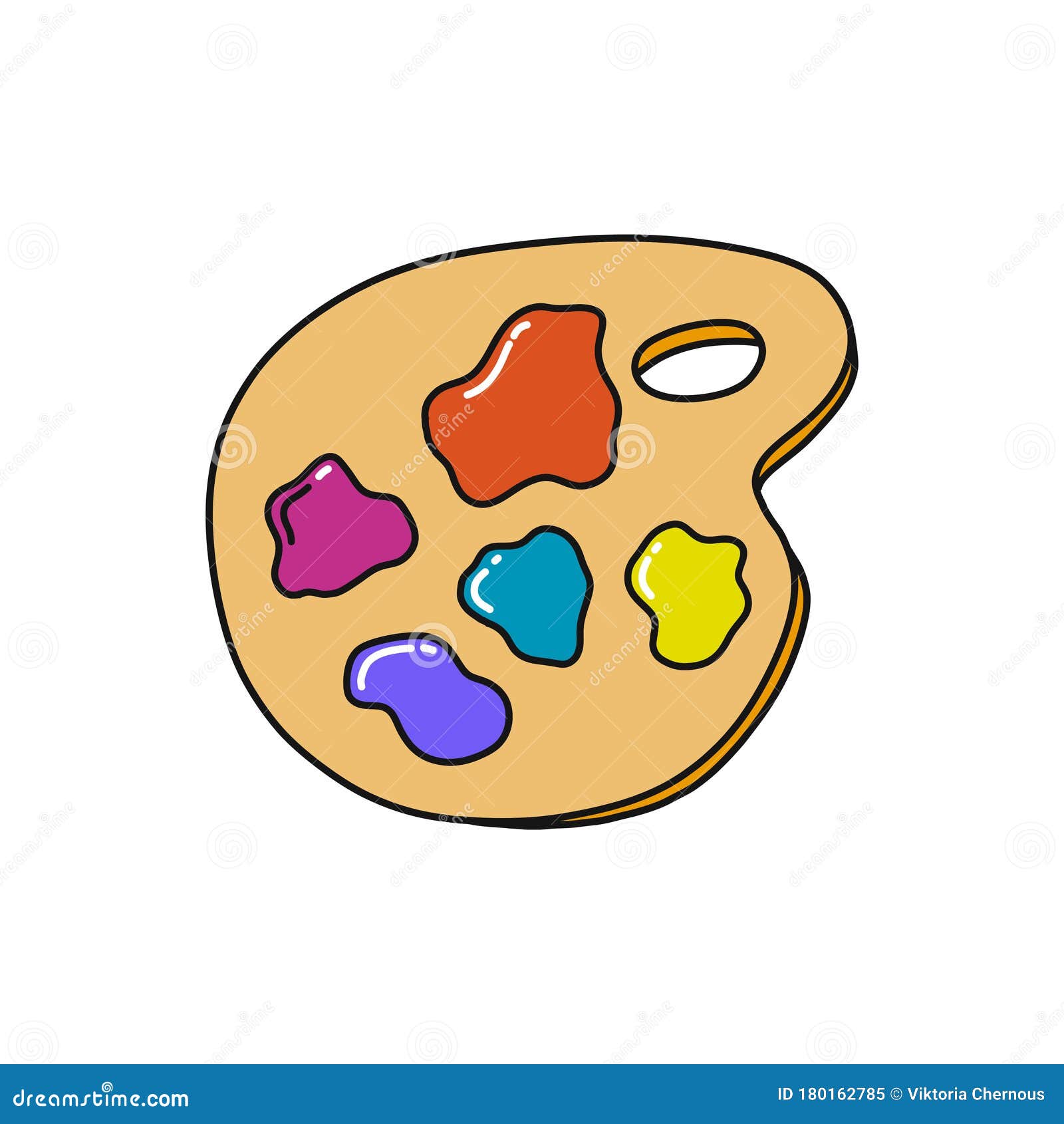 Palette with Paints Doodle Icon, Vector Illustration Stock Illustration ...