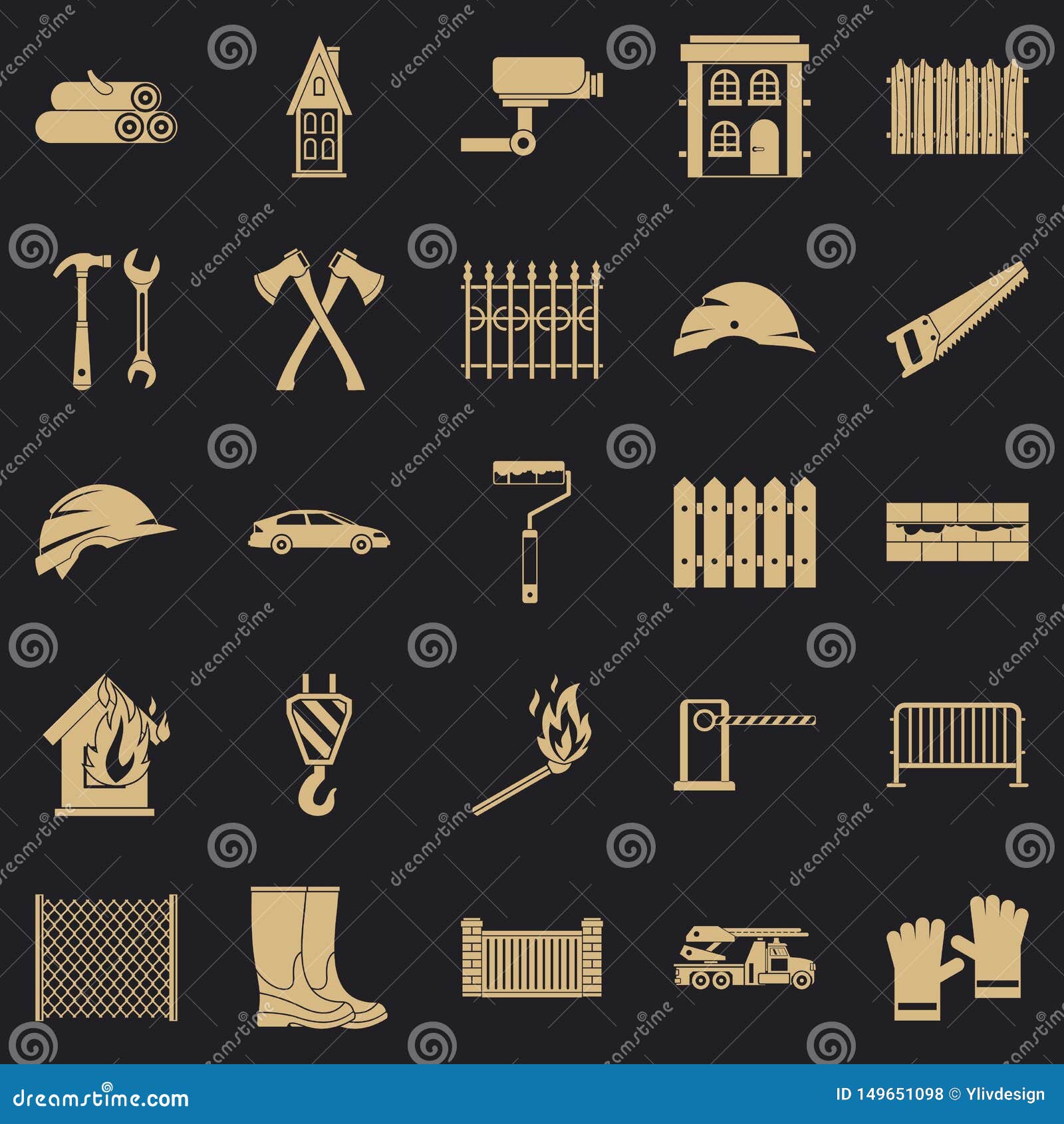 Palisade Icons Set, Simple Style Stock Vector - Illustration of ...