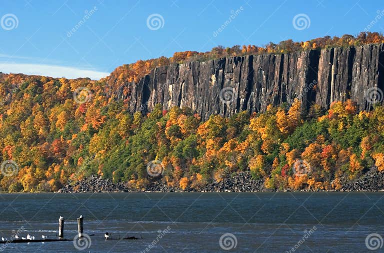 The Palisades stock image. Image of foliage, river, cliffs - 39057