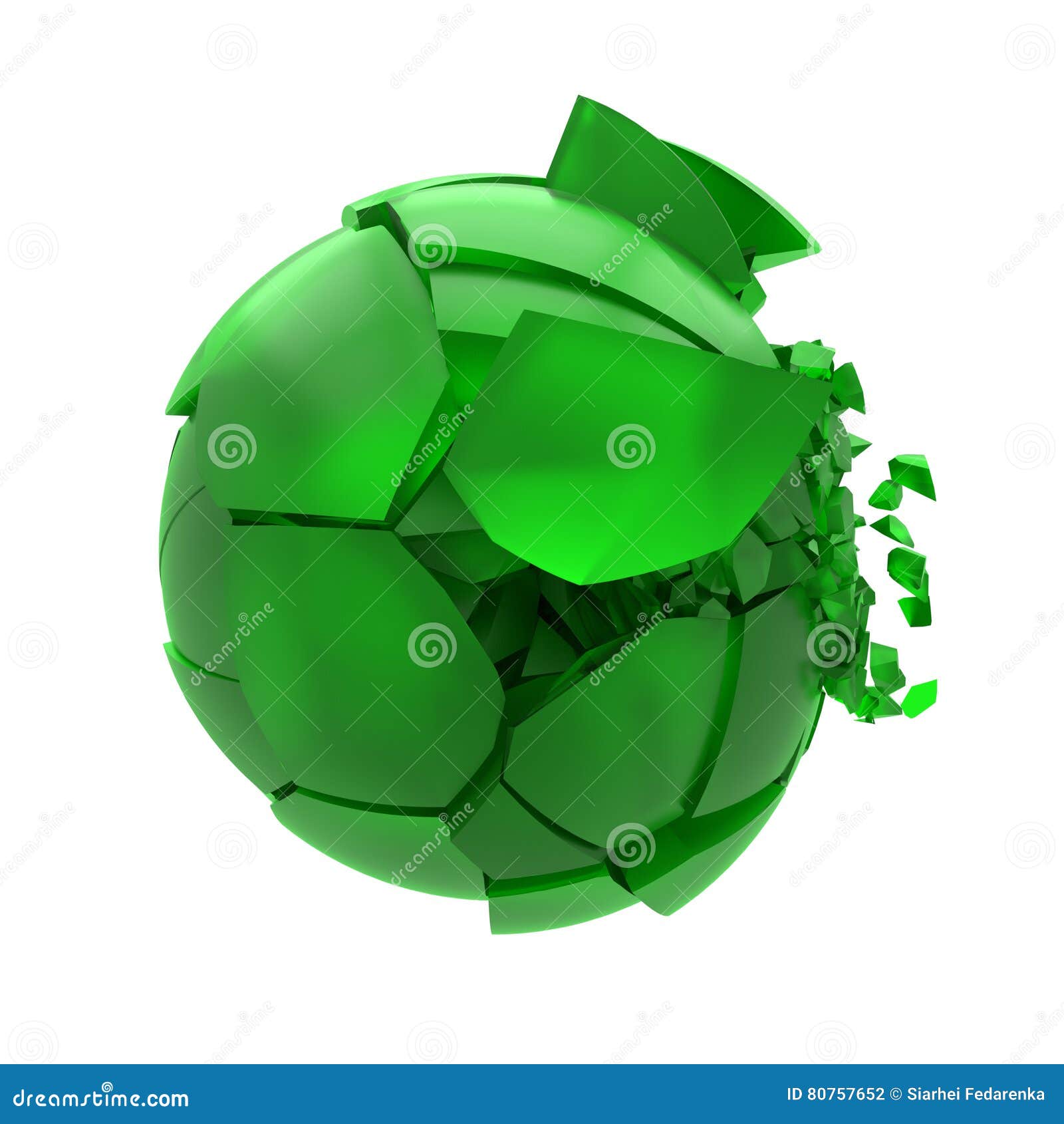 Palla di vetro verde rotta illustrazione di stock. Illustrazione di ...