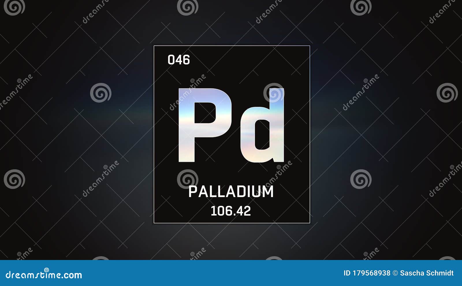 Palladium As Element 46 of the Periodic Table 3D Illustration on Grey ...