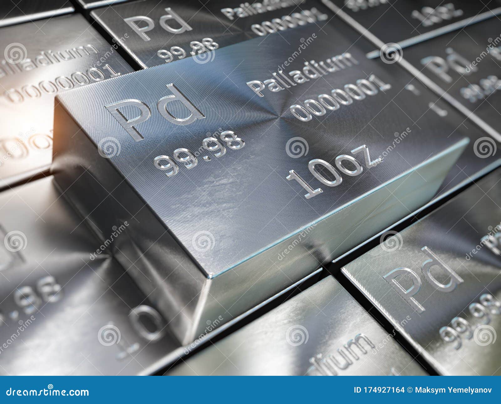 Palladium Bars or Ingots Background. Precious Metals Stock Illustration ...