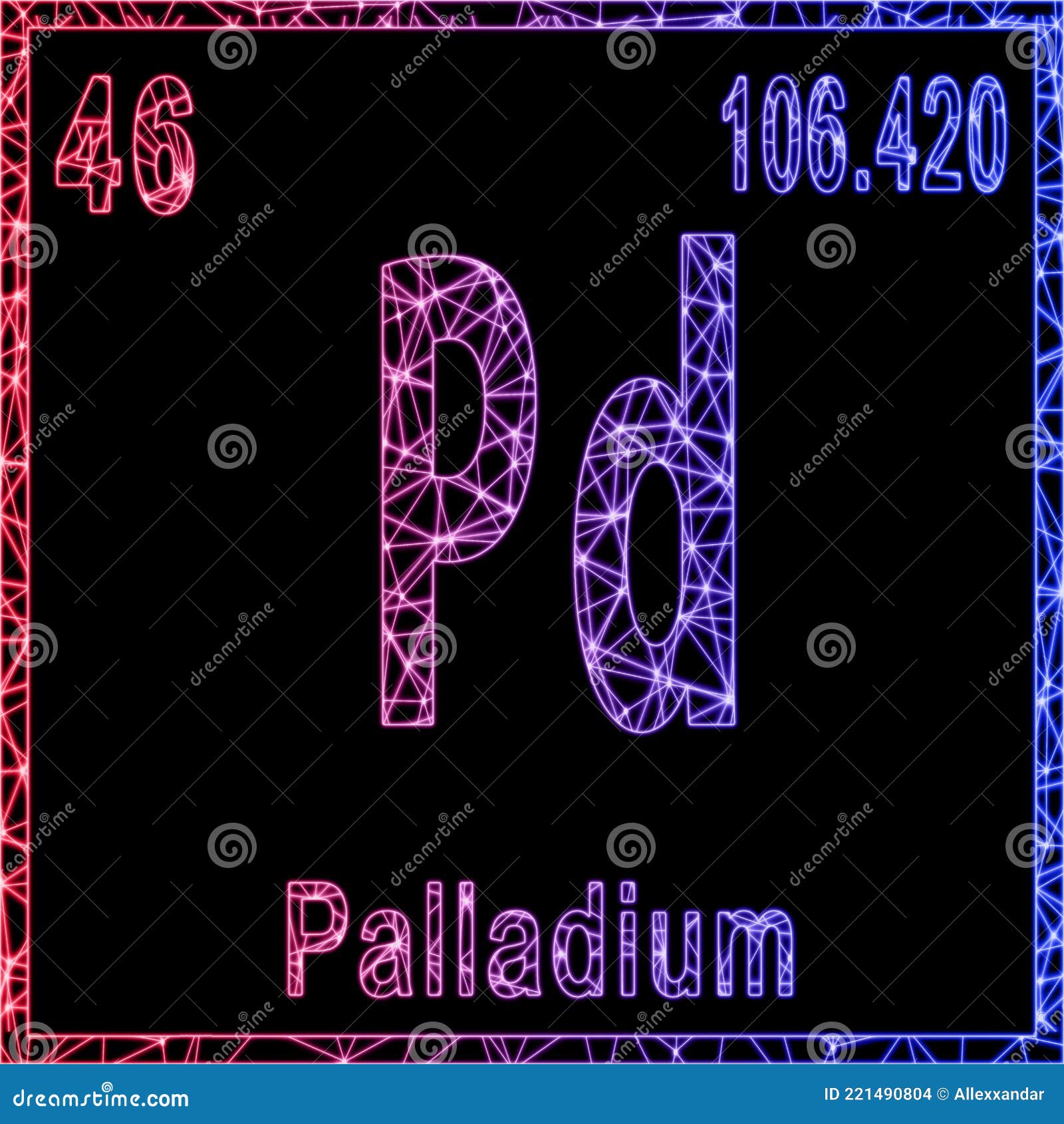 Palladium Chemical Element, Sign with Atomic Number and Atomic Weight ...