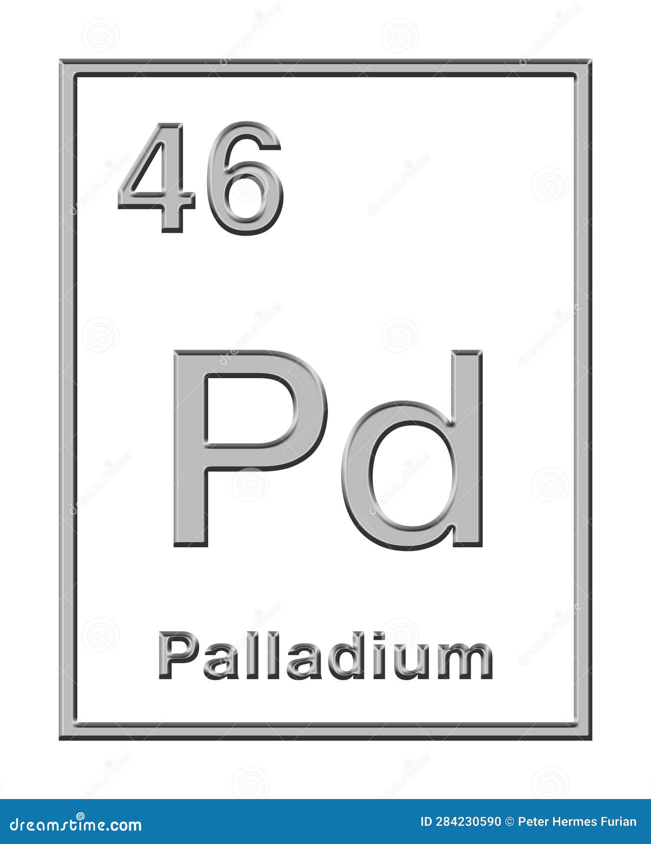 Palladium, Chemical Element, Taken from Periodic Table, with Relief ...
