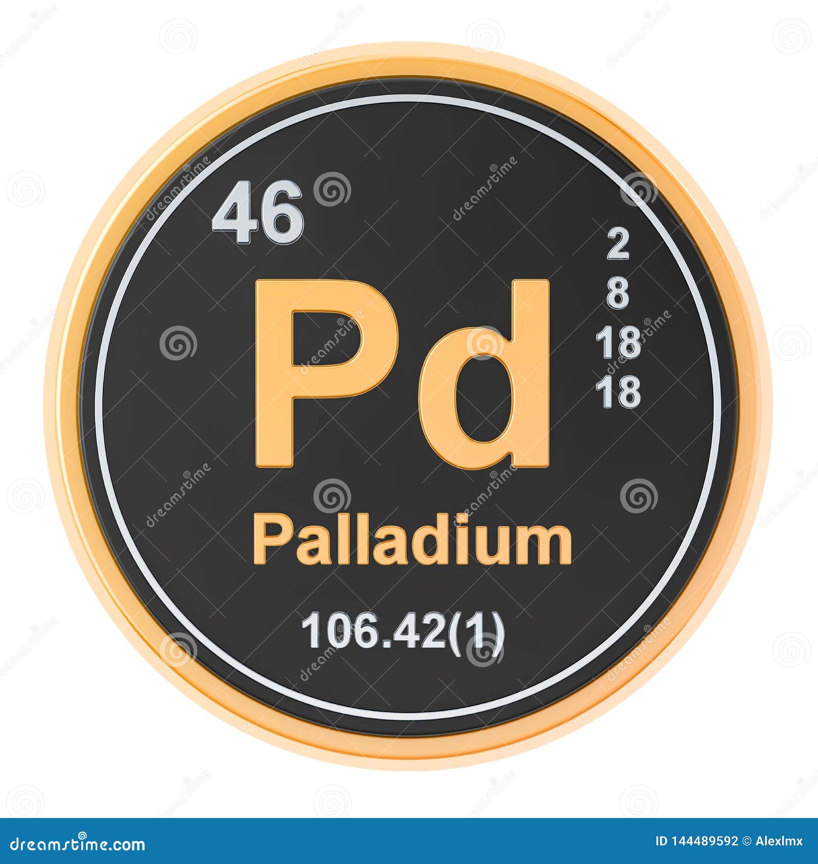 Palladium As Element 46 Of The Periodic Table 3D Illustration On Orange ...