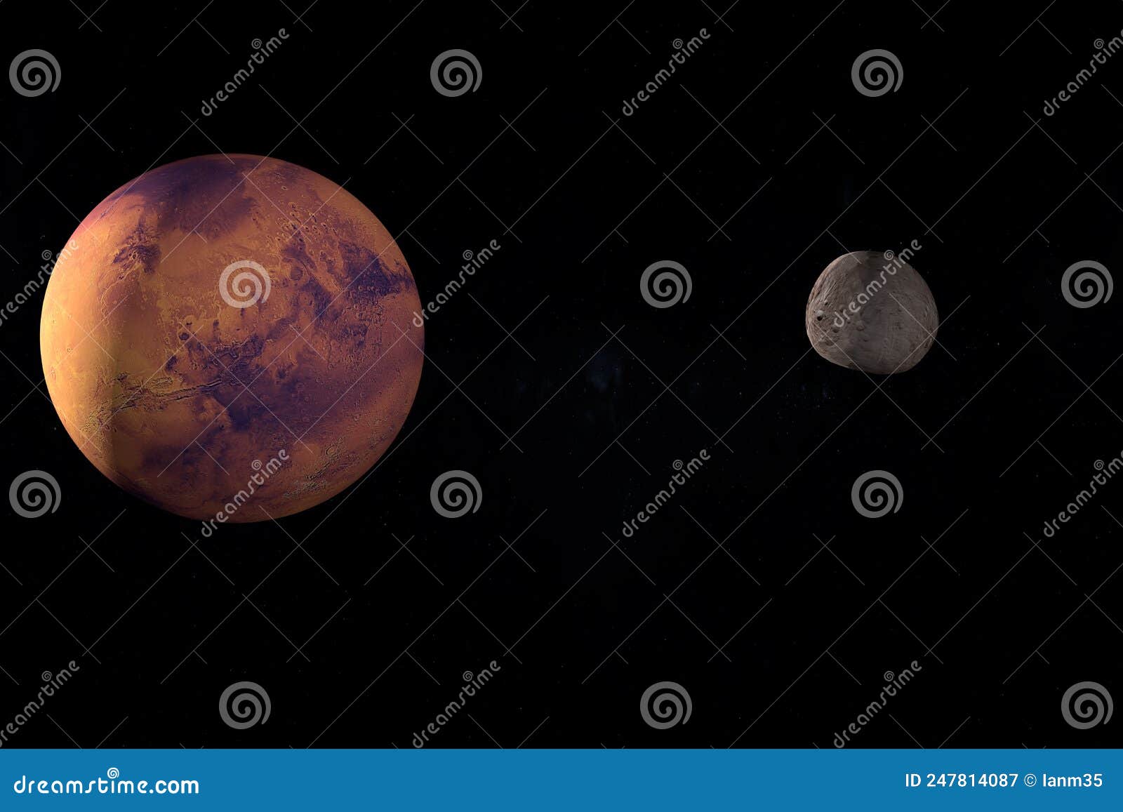Pallas Asteroid Orbiting Near of Mars Planet. 3d Render Stock ...