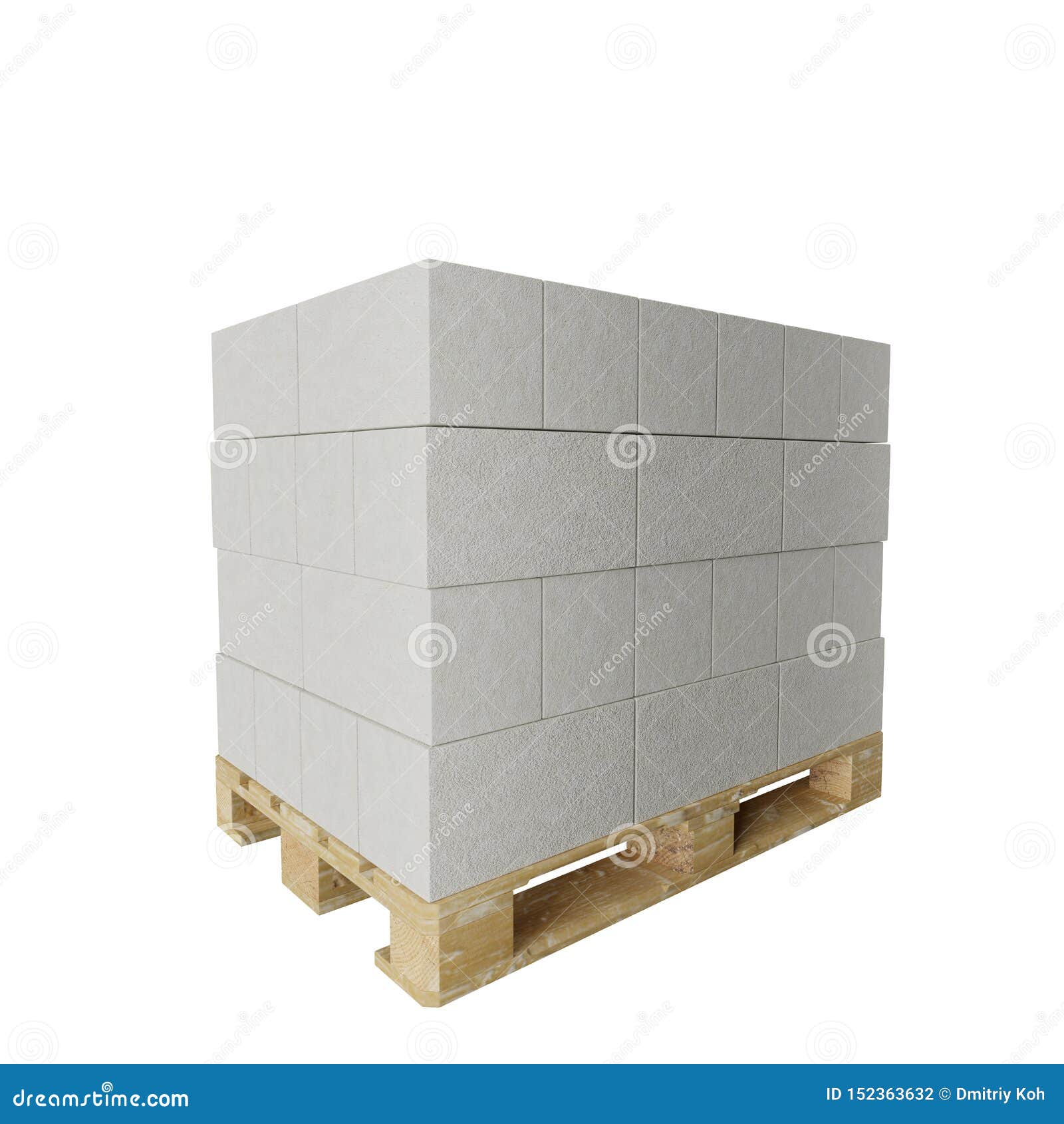 Pallet Of Aerated Concrete Blocks On White Background Stock Image ...