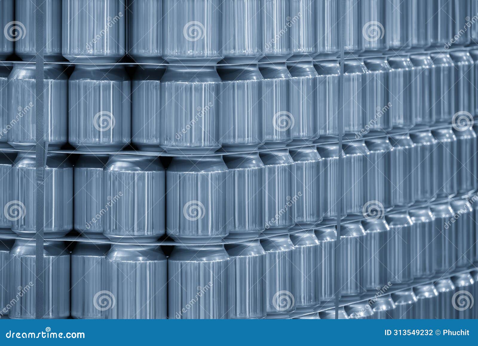 The Pallet of Aluminum Cans in the Light Blue Scene Stock Photo - Image ...