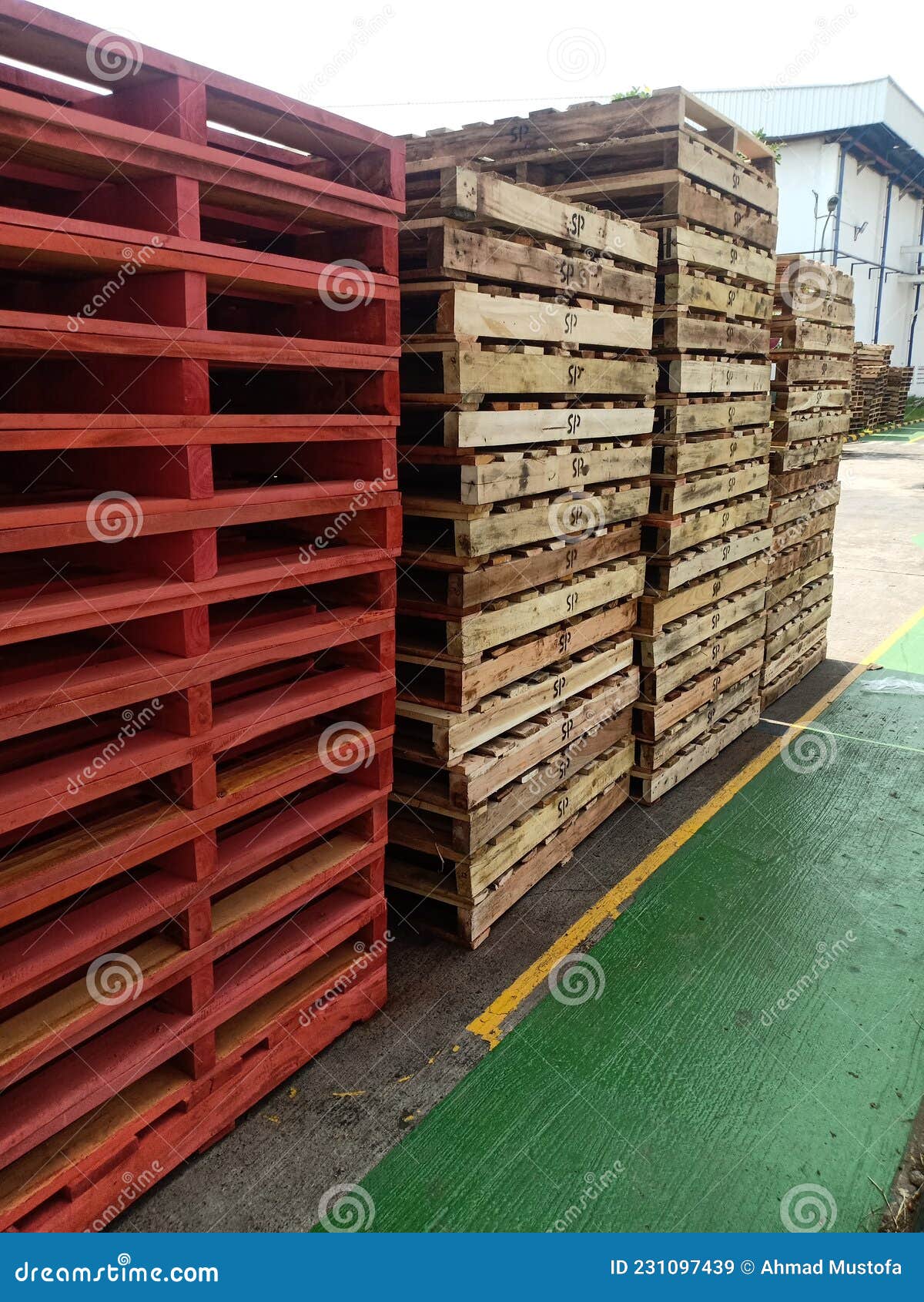 Pallet Arrangement in Front of the Warehouse Stock Image - Image of ...