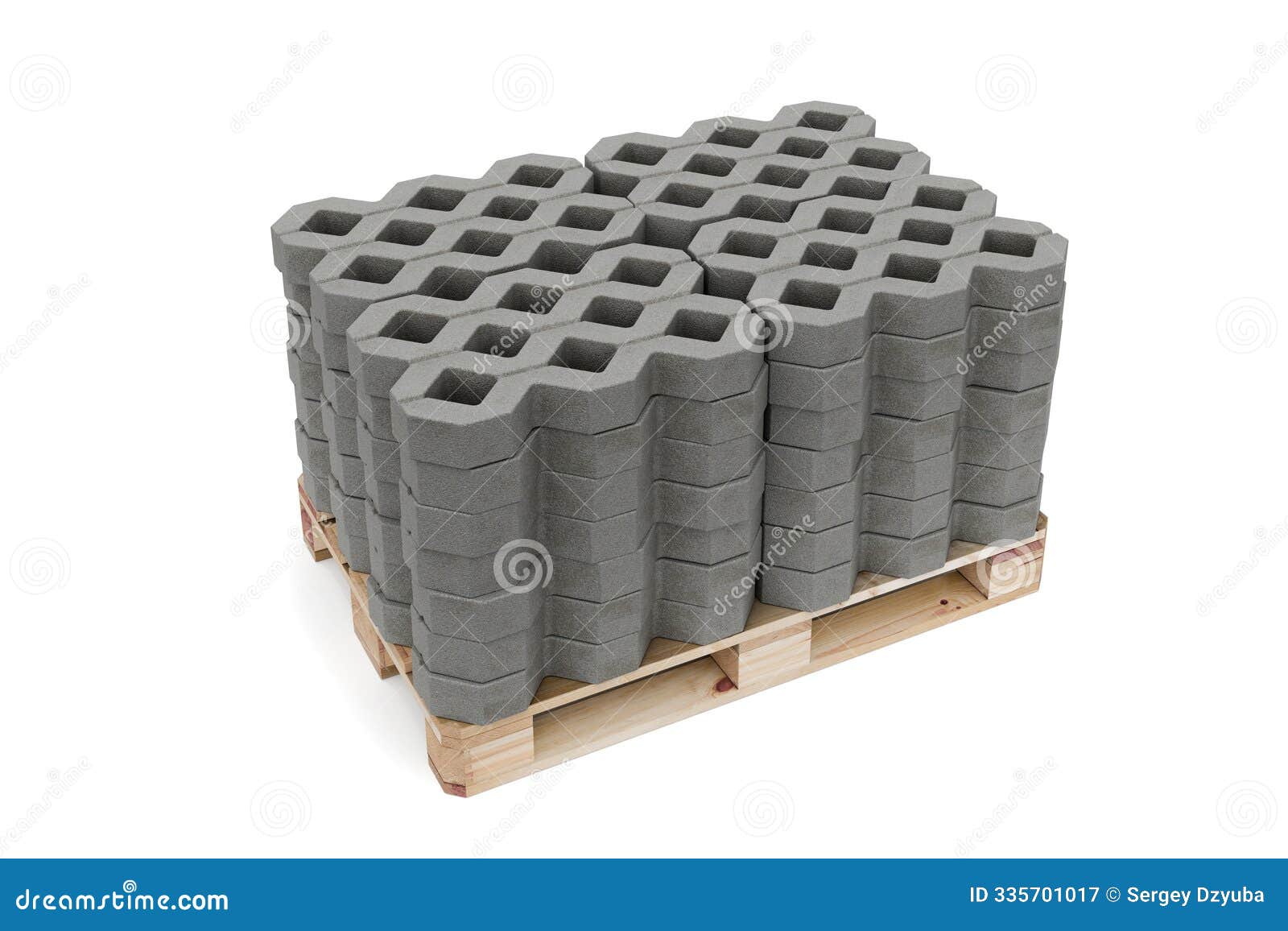 Pallet with Blocks of Concrete Grass Pavers Stock Illustration ...