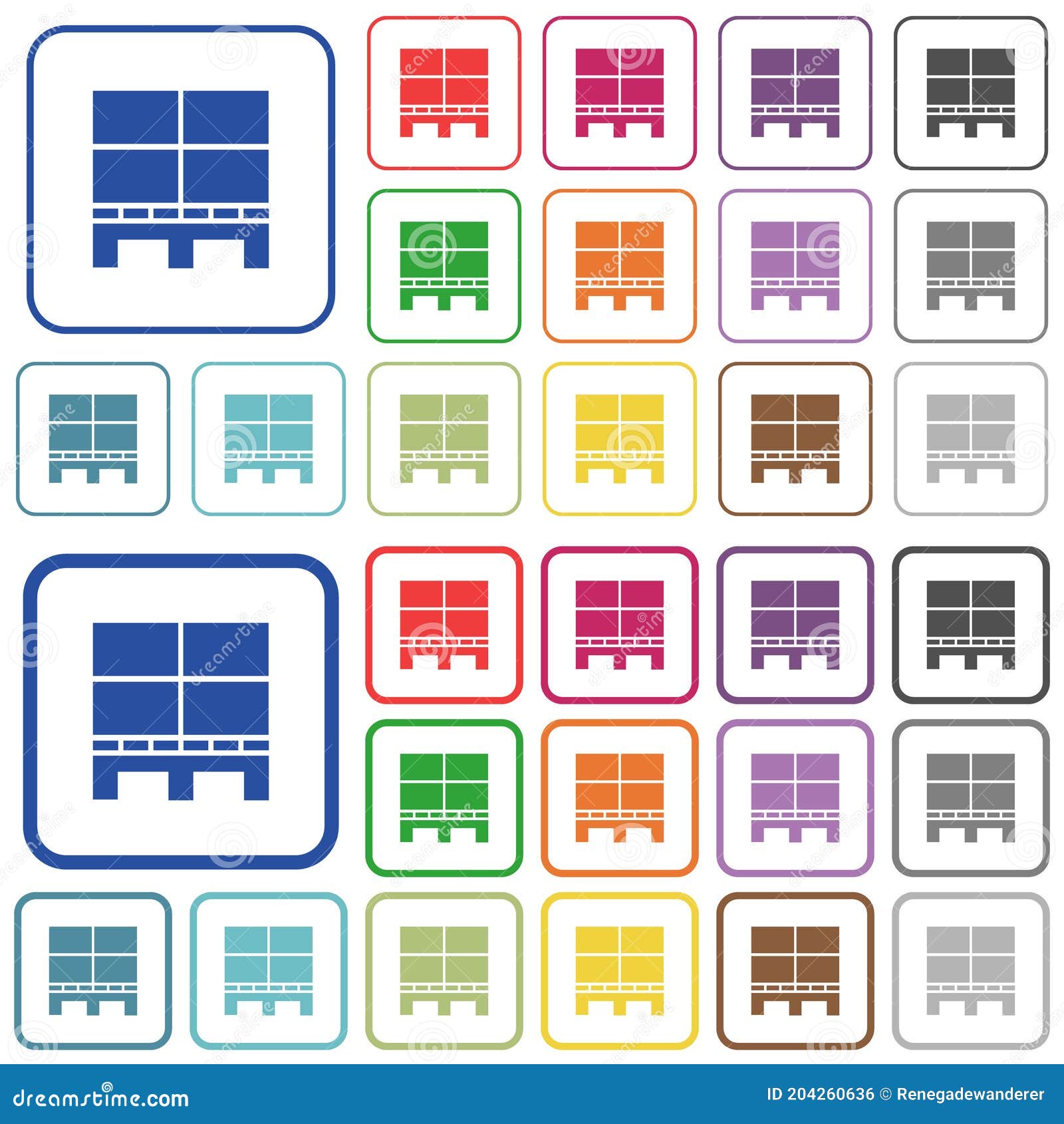 Pallet with Boxes Outlined Flat Color Icons Stock Vector - Illustration of pallet, commercial ...