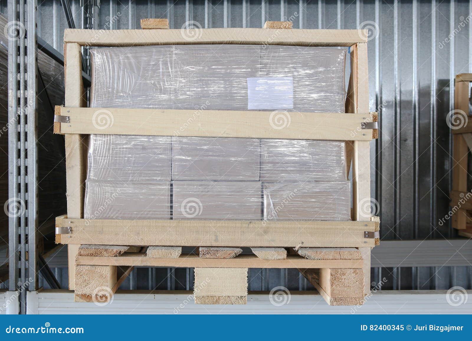 Pallet with Boxes in the Storage Rack Stock Image - Image of packing ...