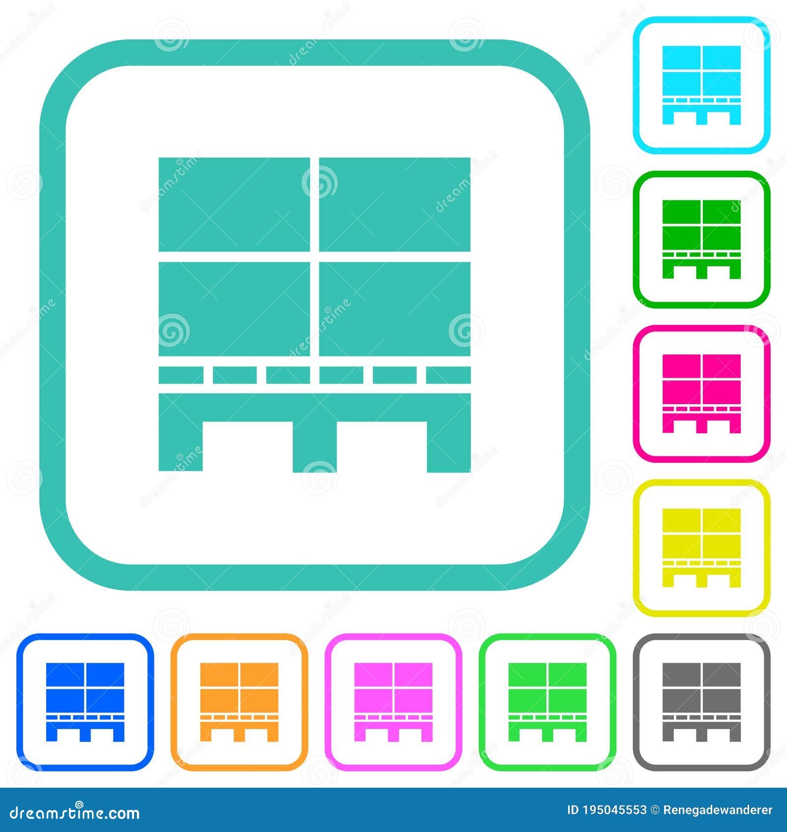 Pallet with Boxes Vivid Colored Flat Icons Stock Vector - Illustration ...