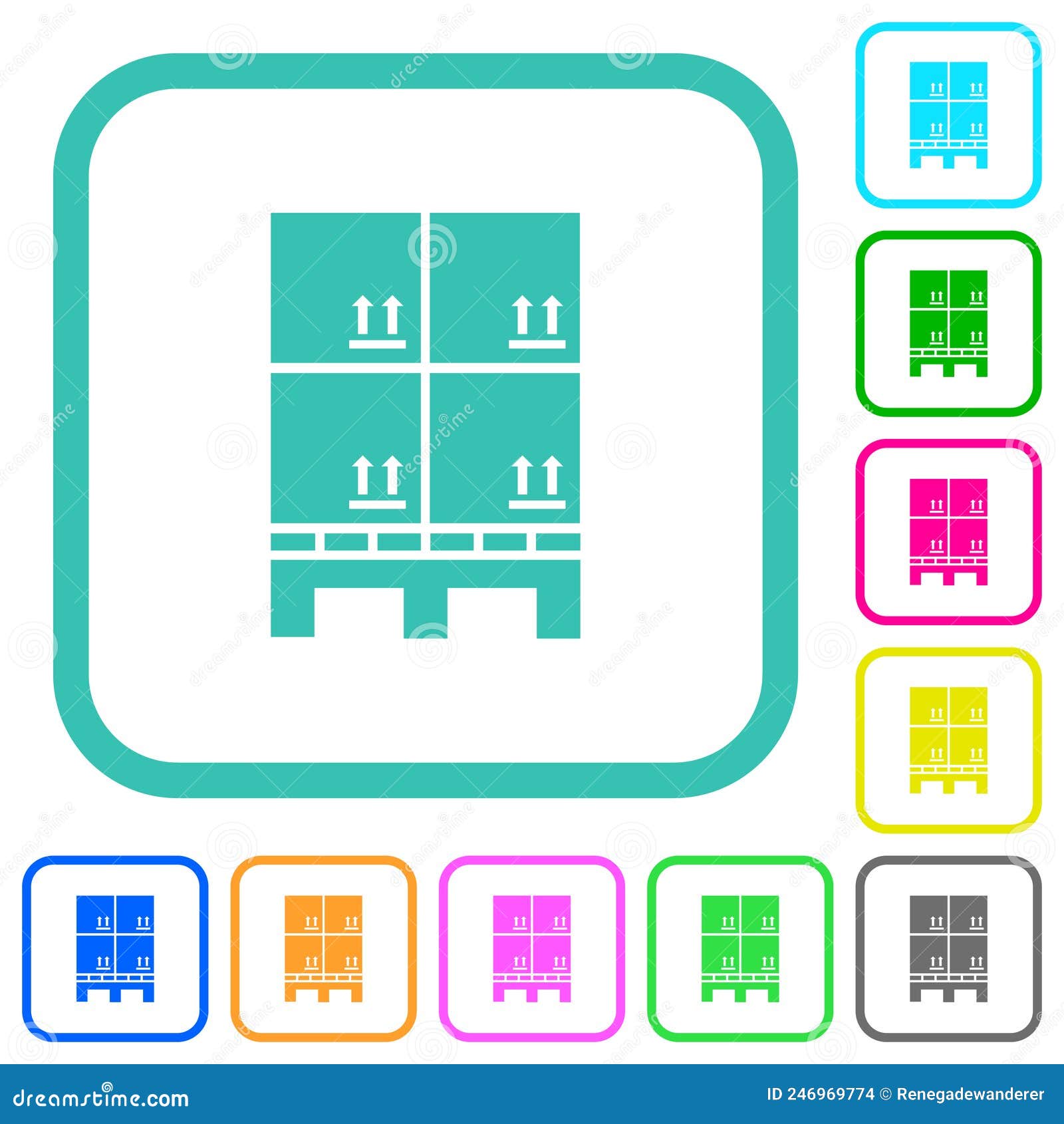 Pallet with Boxes Vivid Colored Flat Icons Stock Vector - Illustration ...