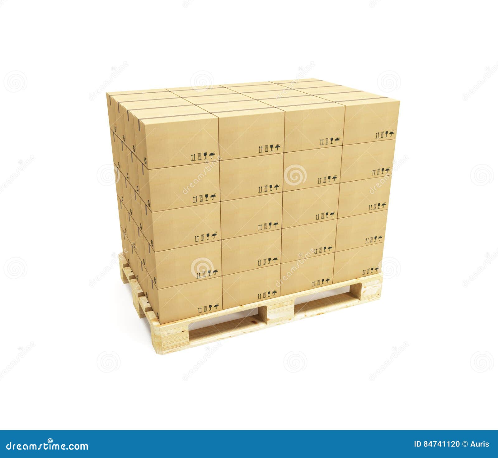 Pallet with Cardboard Boxes Stock Illustration - Illustration of global ...