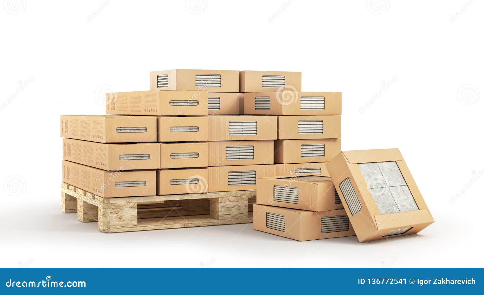 Pallet with Ceramic Tiles Isolation on a White Stock Illustration ...