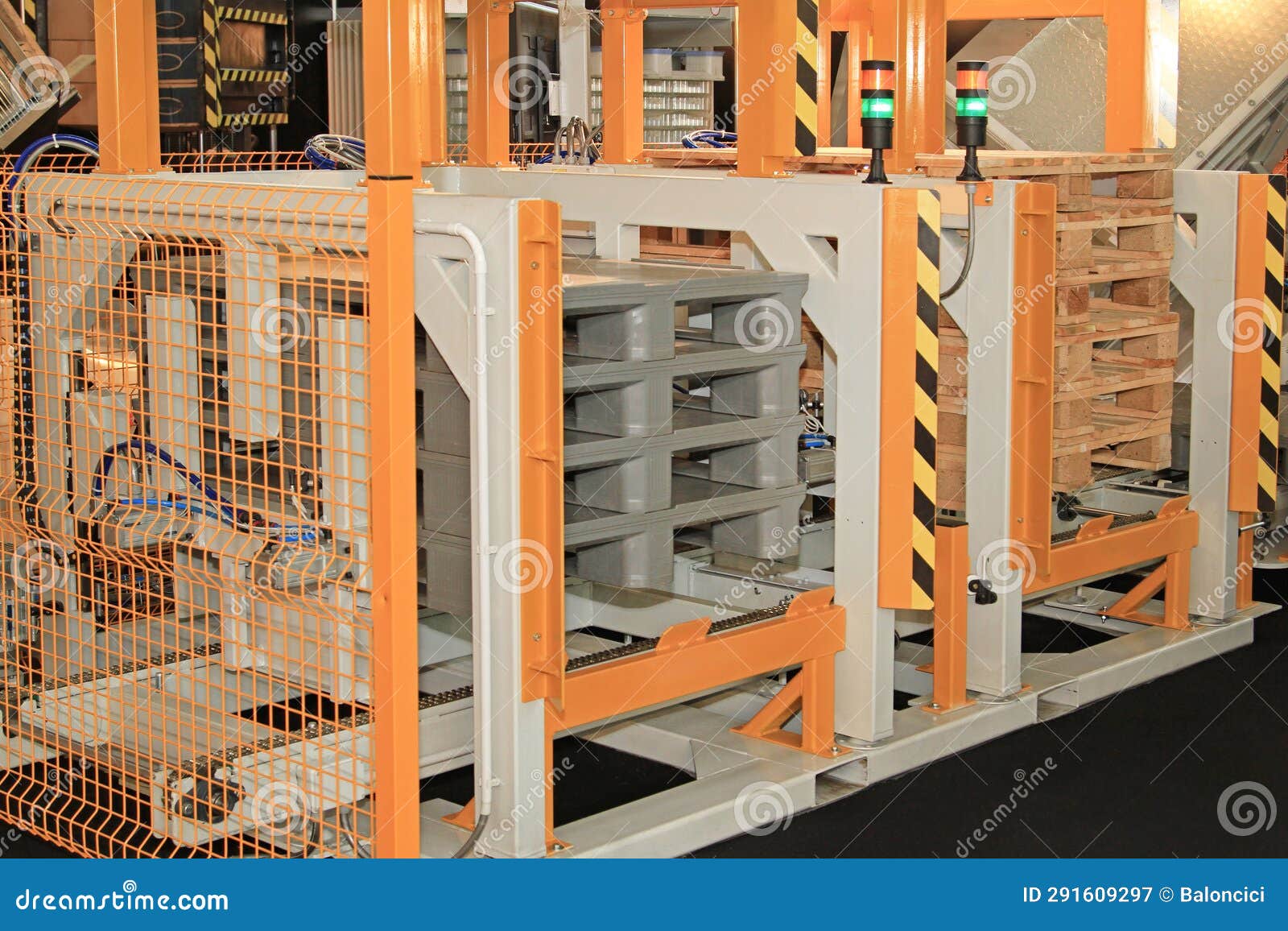Pallet Changer System stock image. Image of warehouse - 291609297