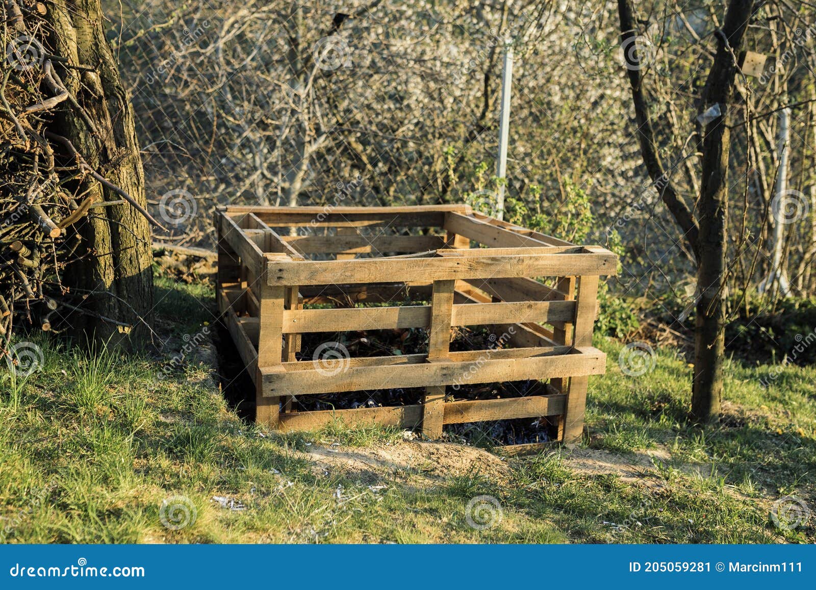 Pallet Compost Bin. Composter Made Og Pallets in Garden Stock Image ...