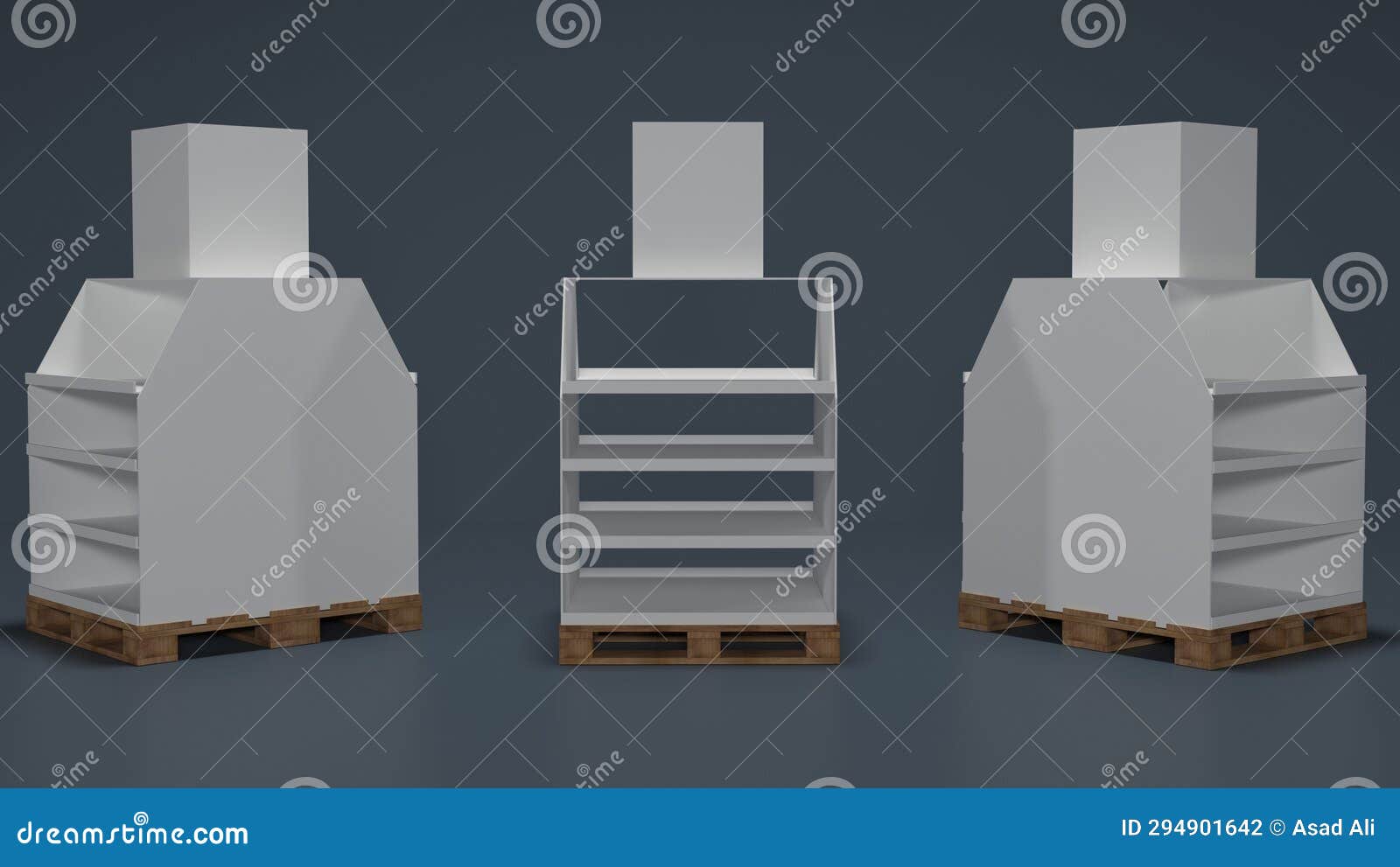 Pallet Display Product Shelf with 4 Side Header for Superstore 3D ...