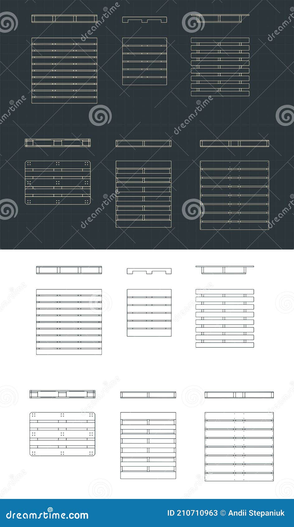 Pallet drawings set stock vector. Illustration of sketches - 210710963