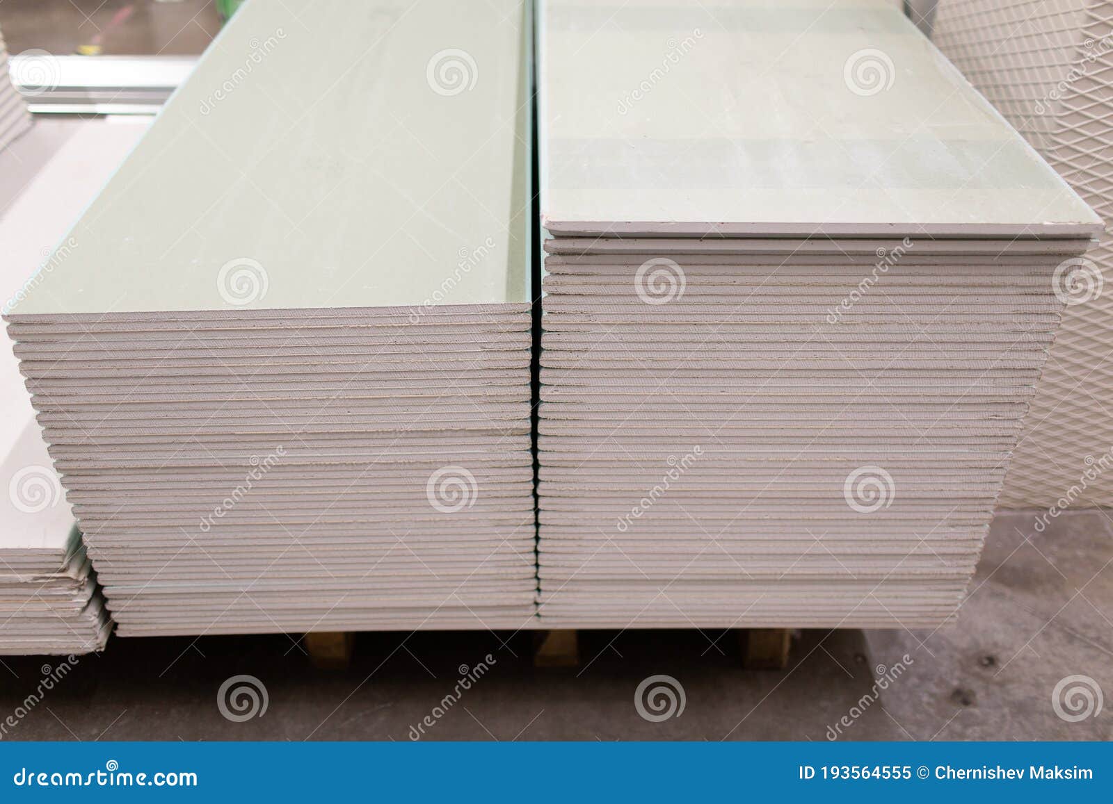 Pallet With Drywall Sheets Plasterboard In The Building Warehouse Store ...