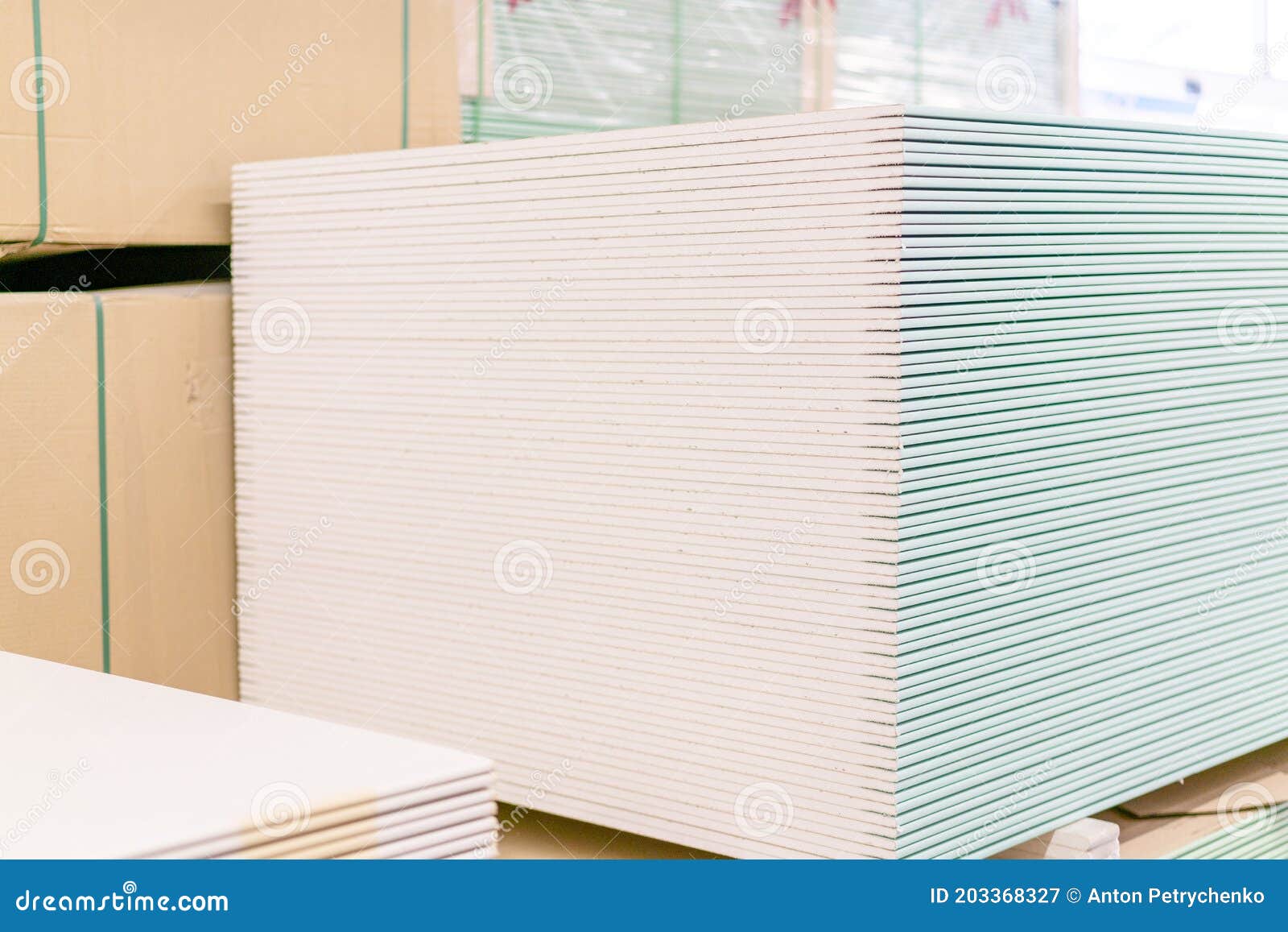 Pallet with Drywall Sheets Plasterboard in the Building Warehouse Store ...