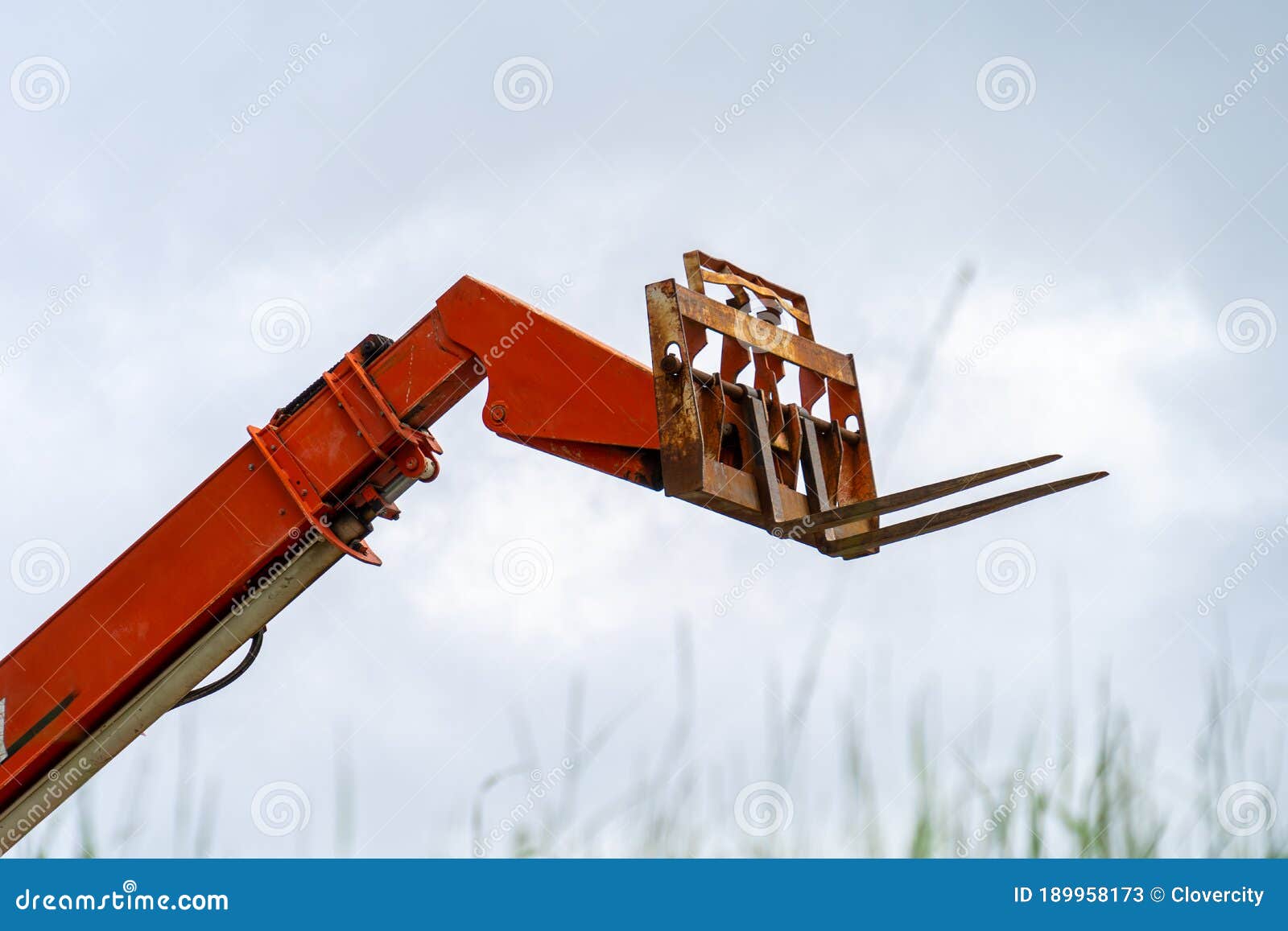 Pallet Forks of Construction Forklift Telehandler Stock Image - Image ...