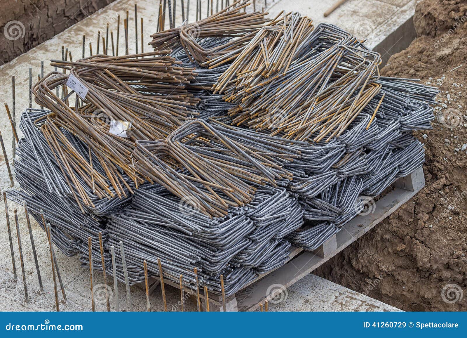 Pallet full of rusty rebar stock image. Image of project - 41260729