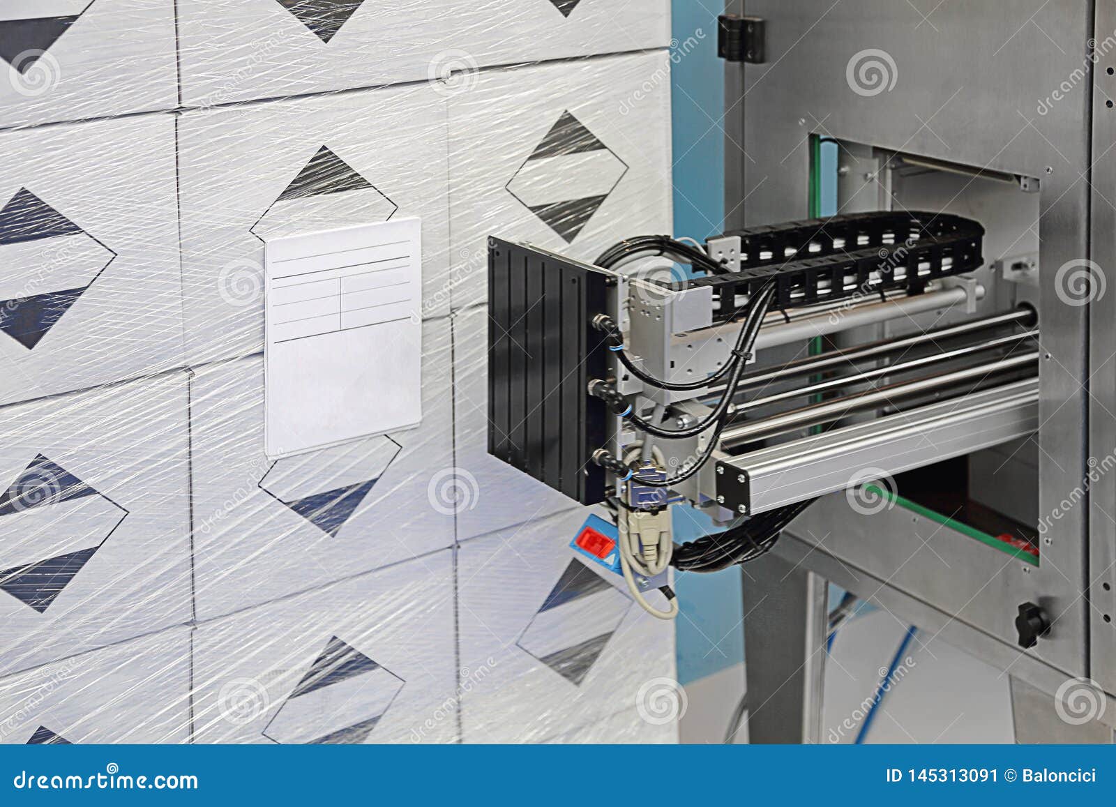 Pallet Labeling Machine stock image. Image of transportation - 145313091
