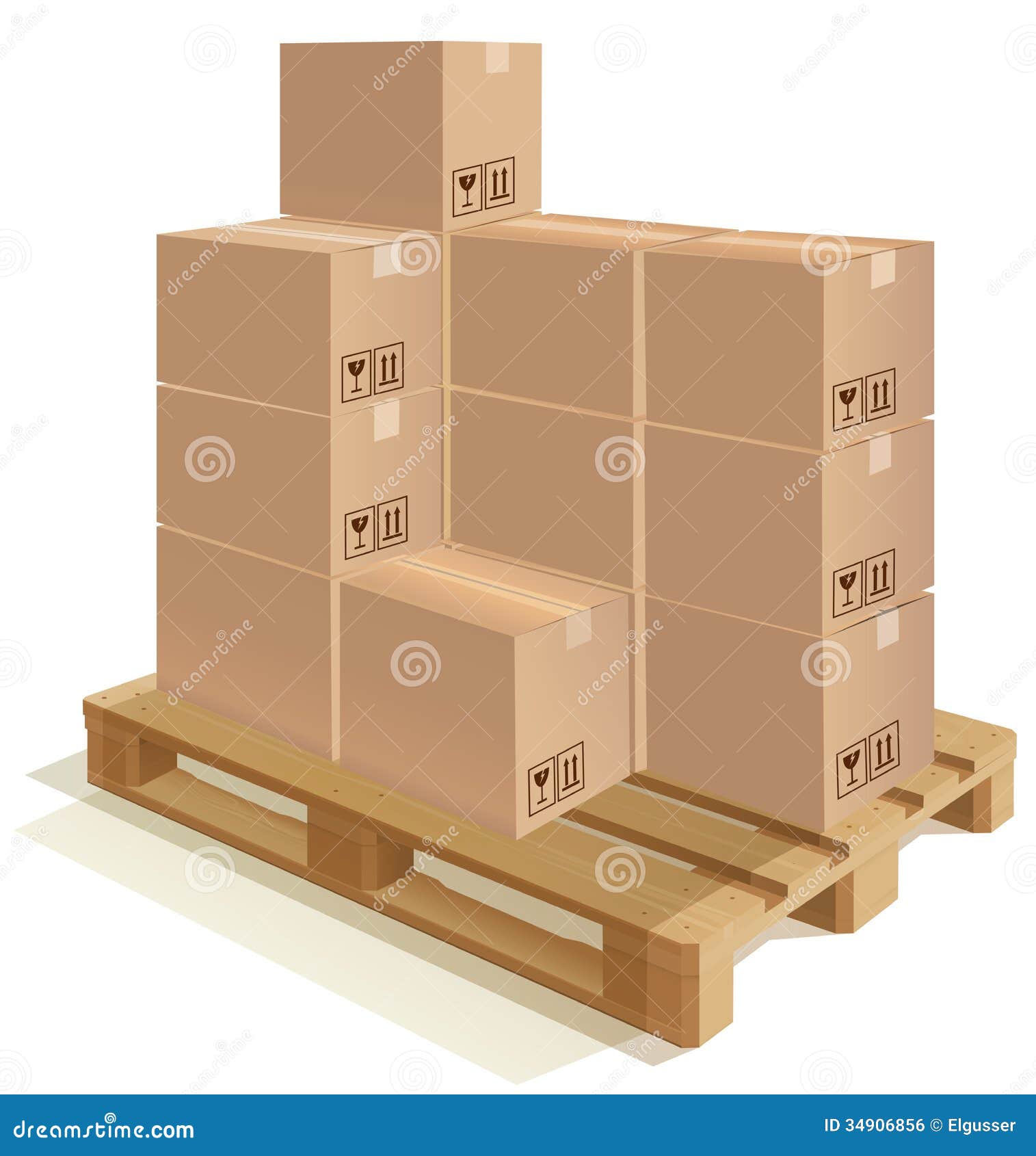 Pallet met dozen vector illustratie. Illustration of levering - 34906856