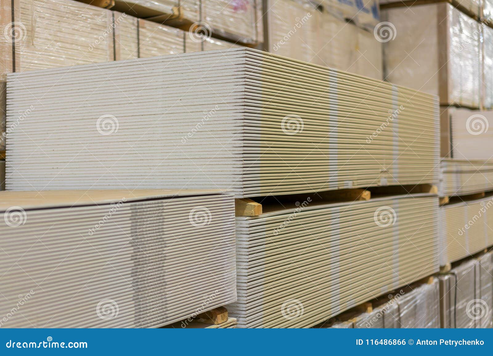 Pallet with Plasterboard in the Building Store Stock Photo - Image of ...