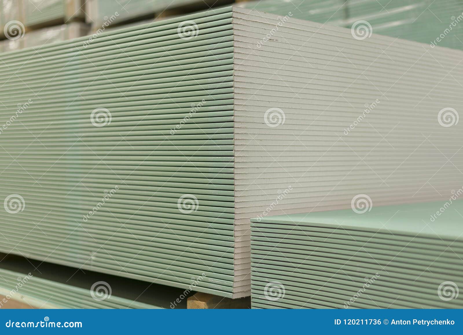 Pallet with Plasterboard in the Building Store. Warehouse with ...