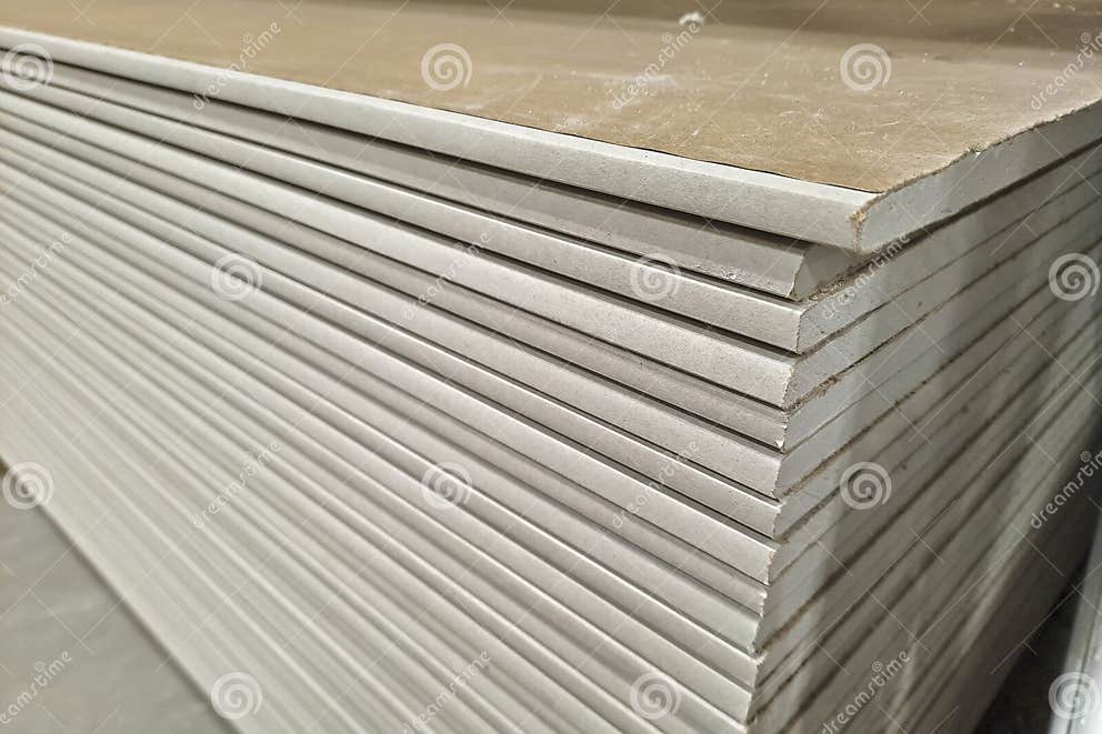 Pallet of Plasterboard Sheets in a Construction Site Stock Photo ...