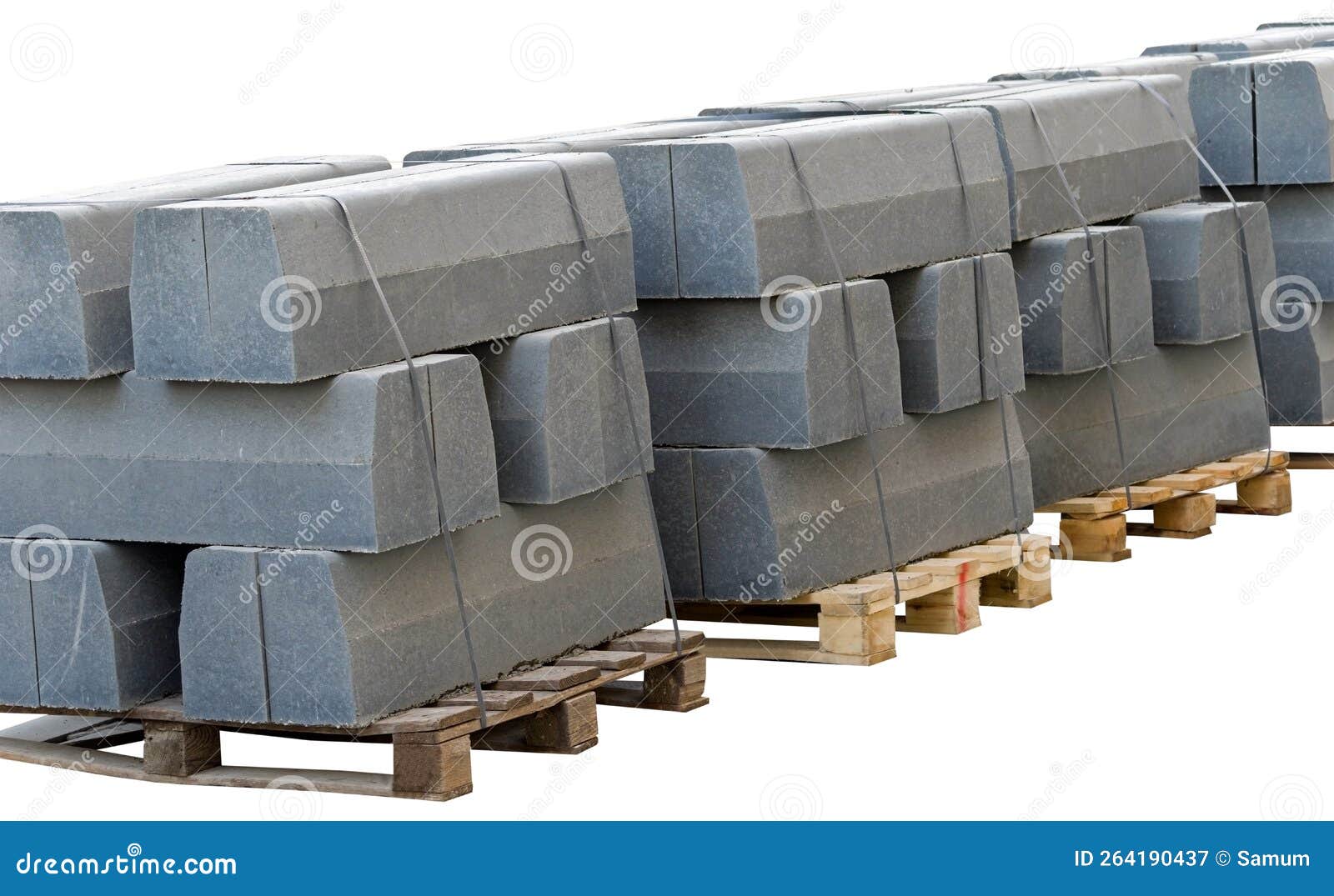The Pallet with a Stack of Concrete Curbstone on White Stock Image ...