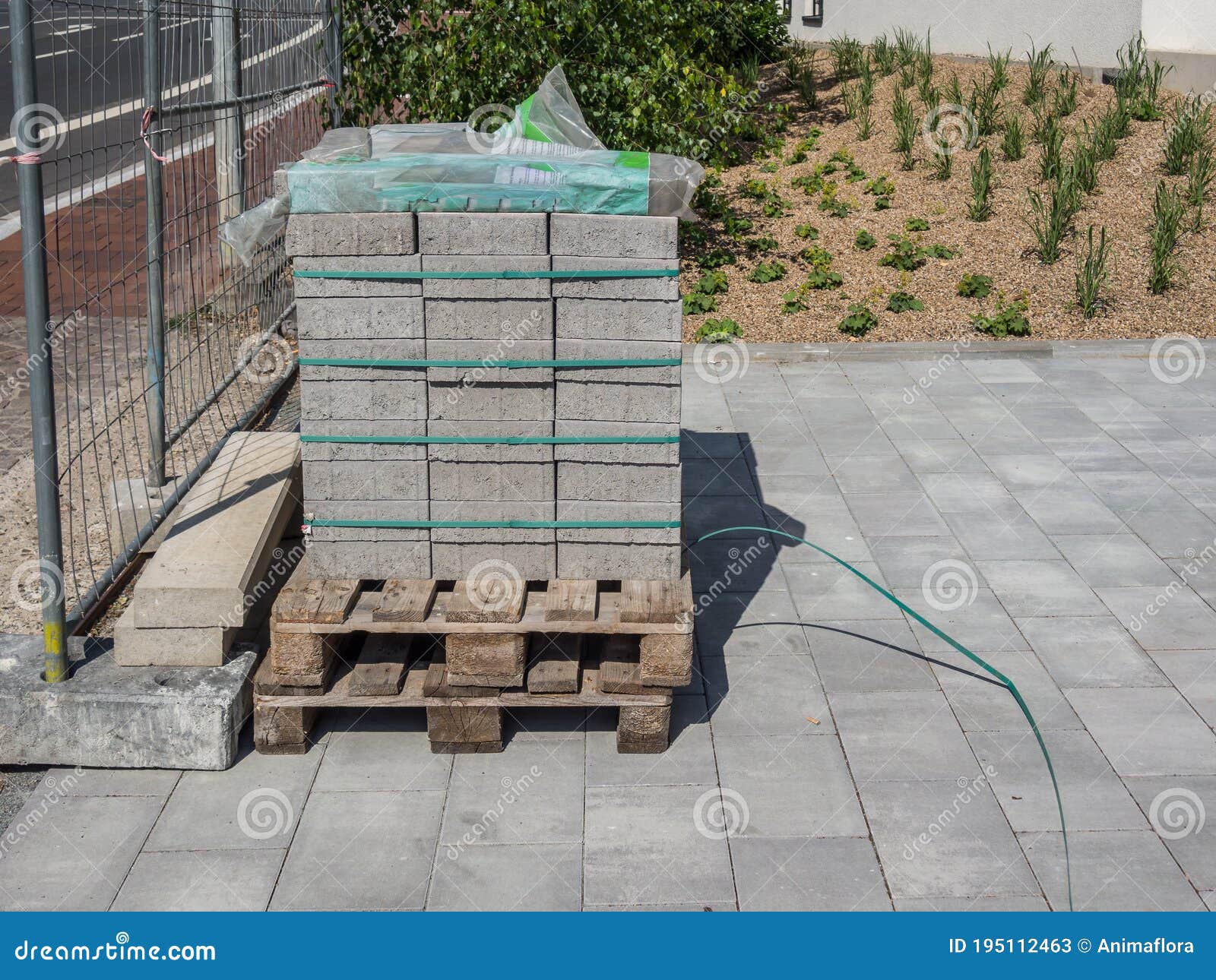 Pallet with Stones in Road Construction Stock Image - Image of cement ...