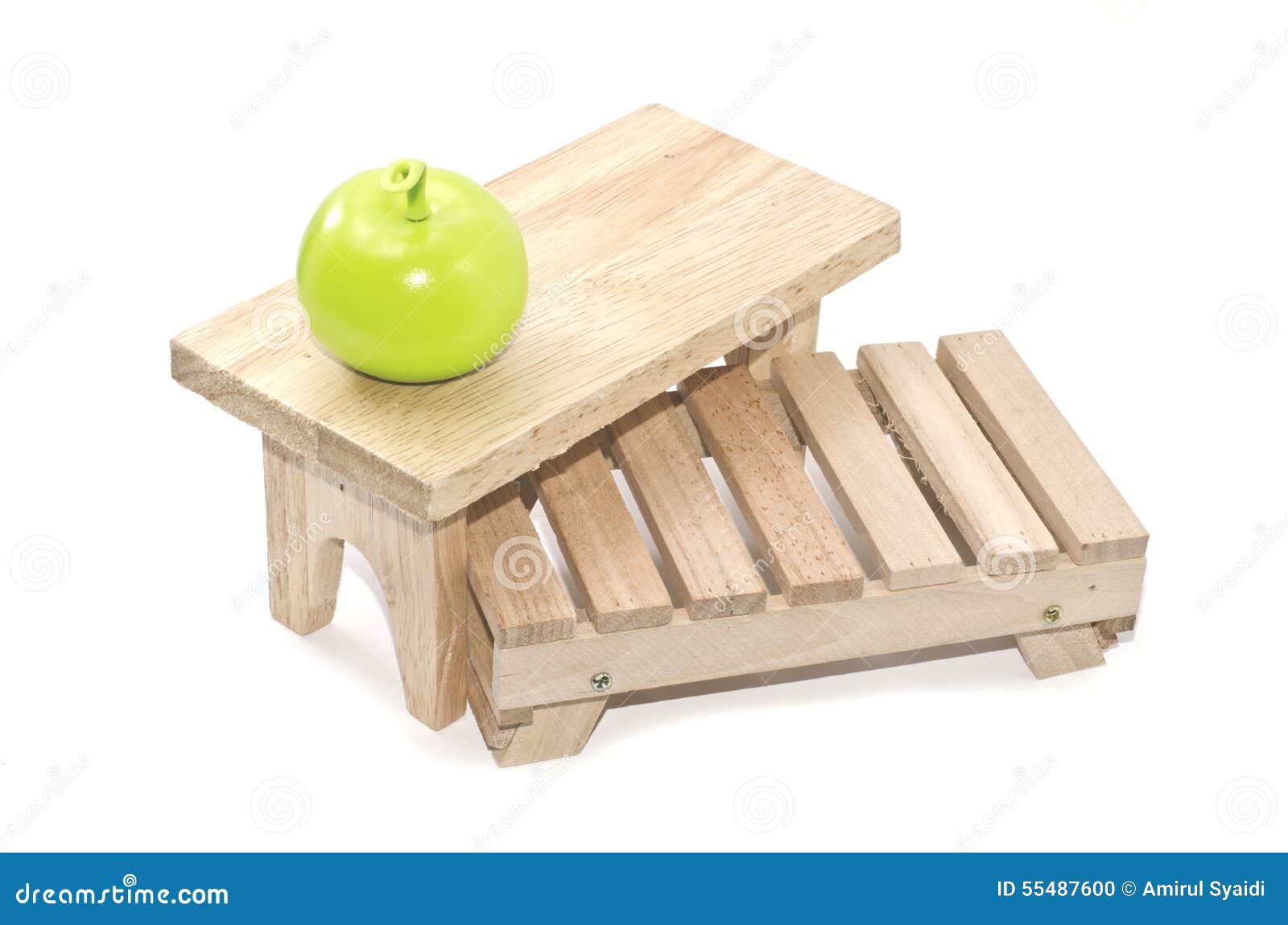 Pallet, Table and Green Apple Lamp Isolated Stock Photo - Image of ...