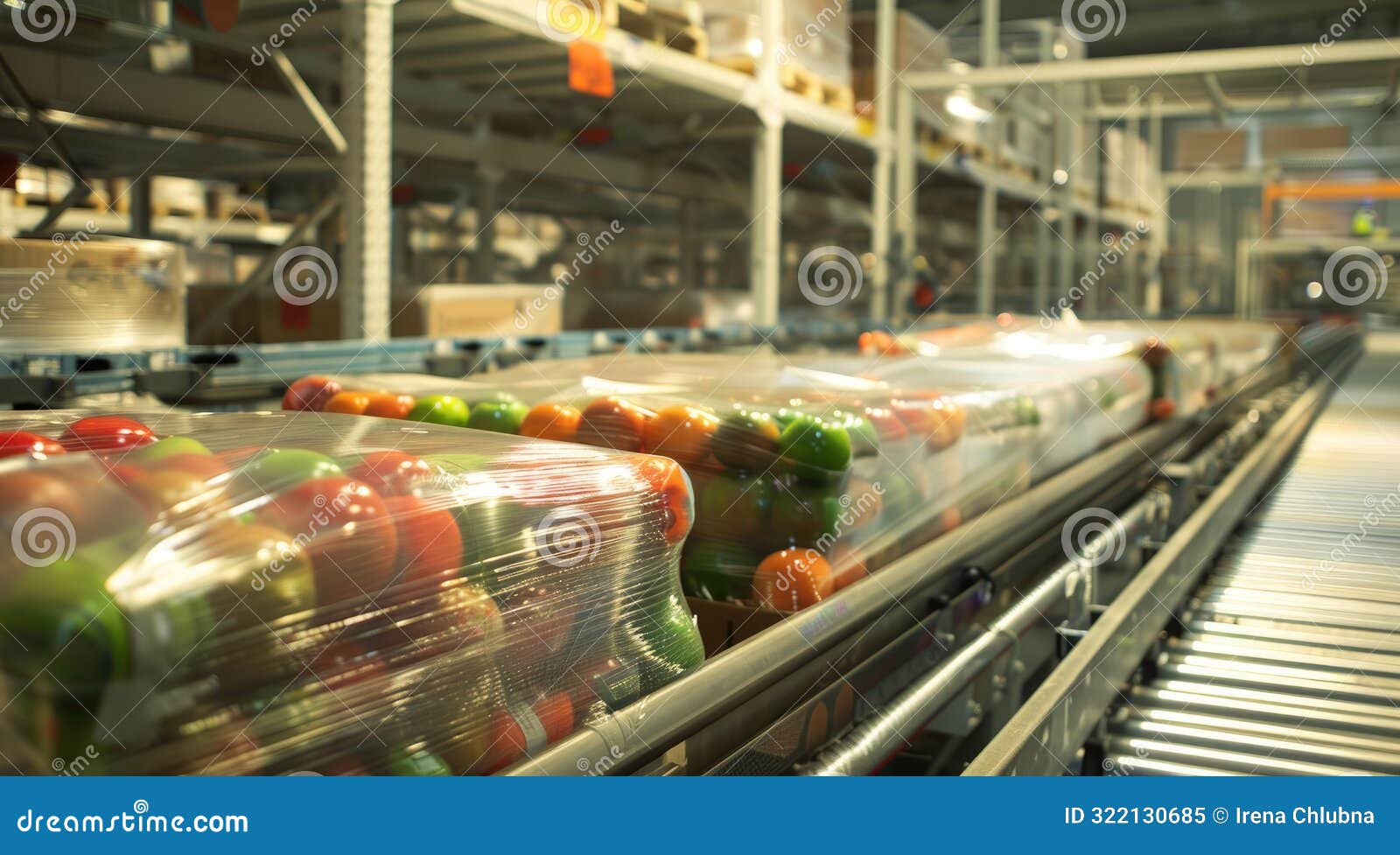 Pallet of Wrapped Food Products in Warehouse Stock Illustration ...