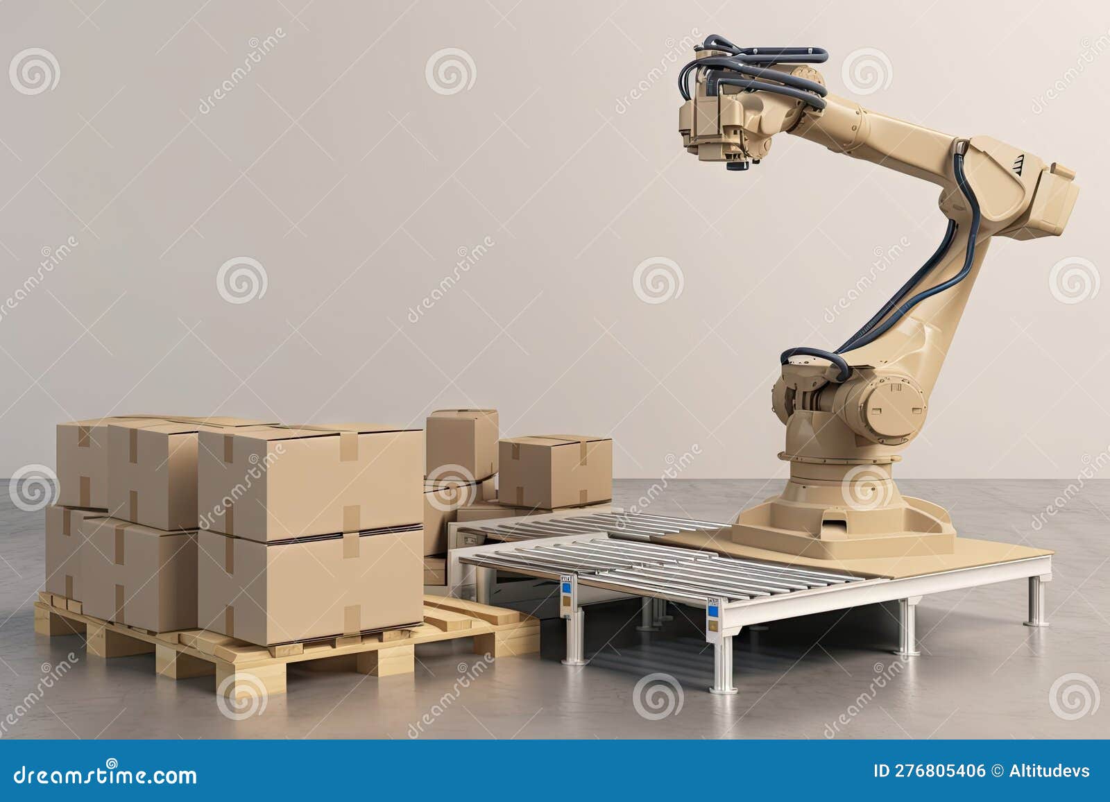 Palletizer Robot with Pallet of Boxes and Barcode Scanner, Ready To ...