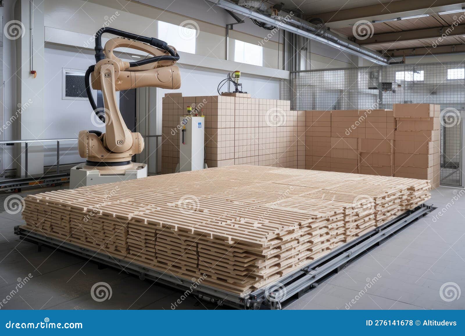 Palletizing Robot, With Finished Pallet Ready For Shipment Stock Photo ...