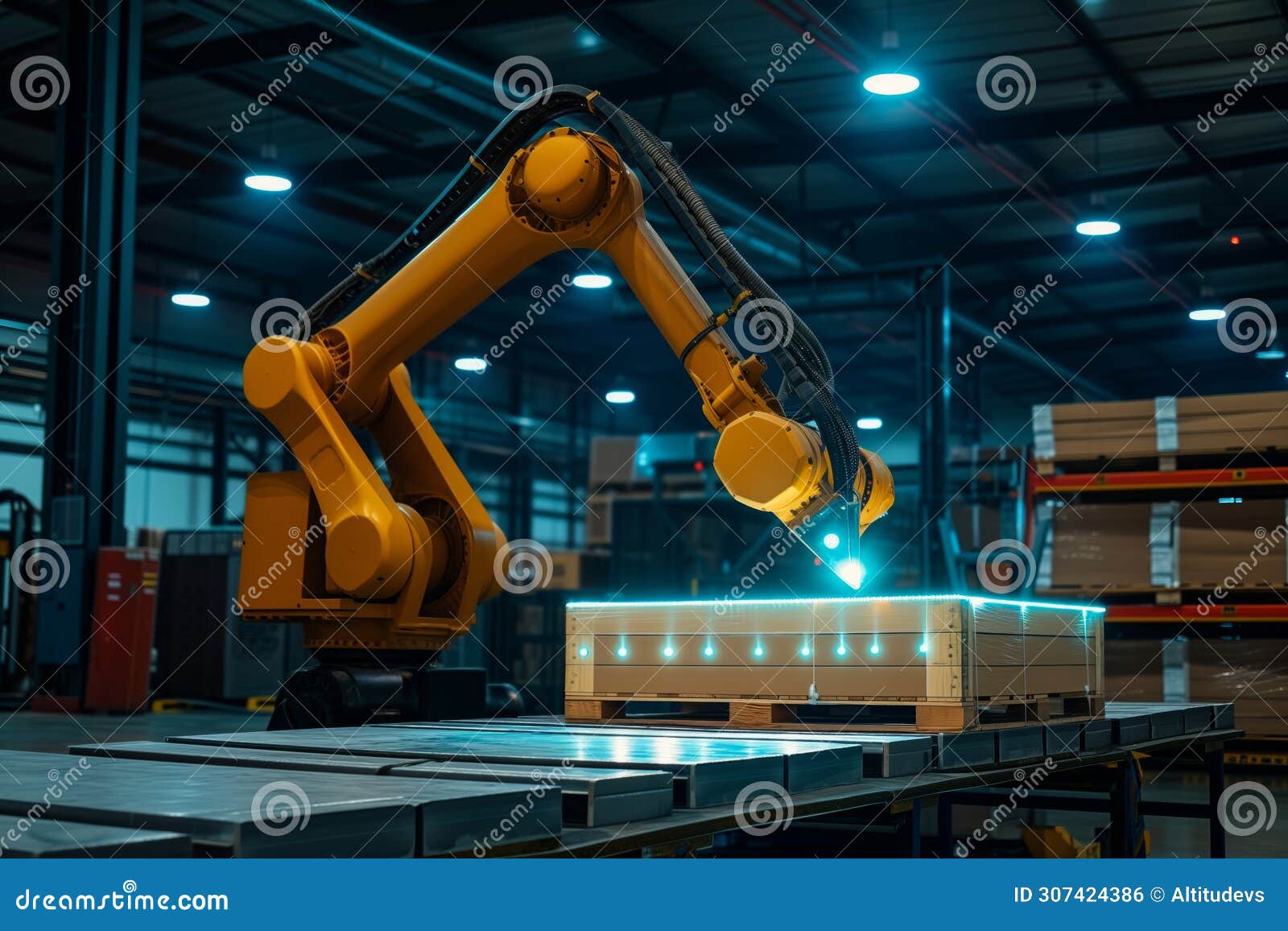 Palletizing Robot Loading Heavy Objects Onto Pallets With Motorized ...