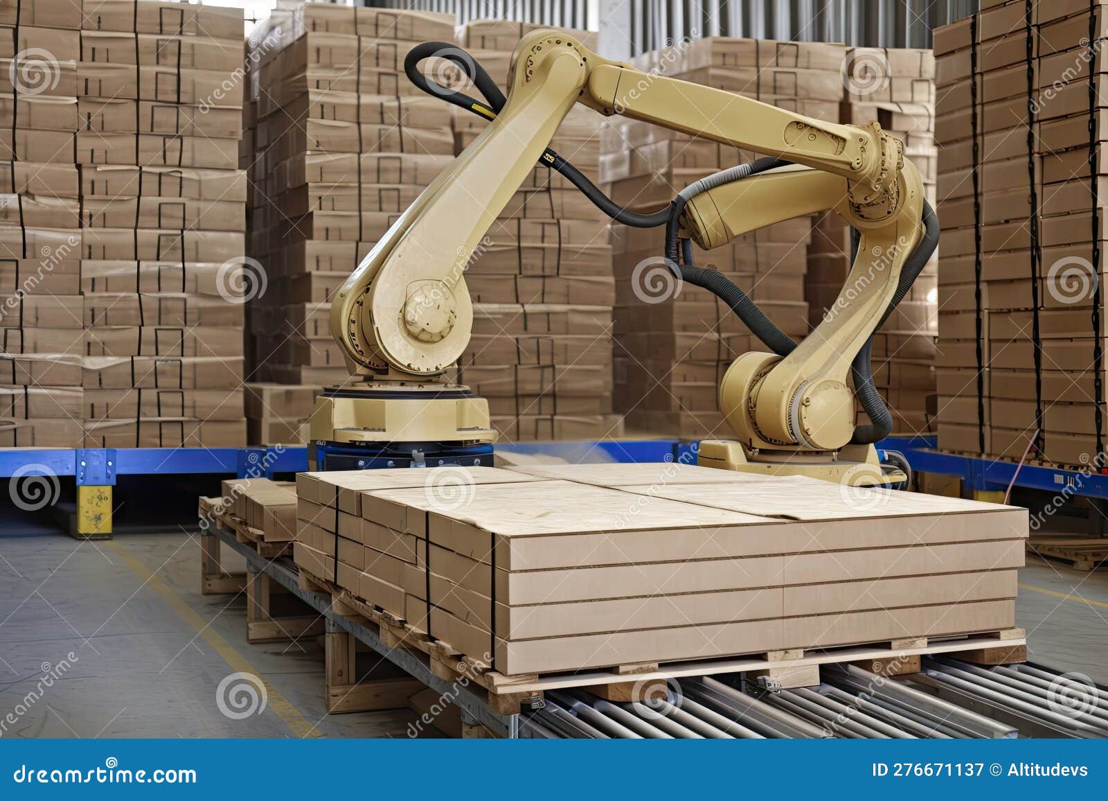 Palletizing Robot, Loading Boxes Onto Pallets in Warehouse Stock ...