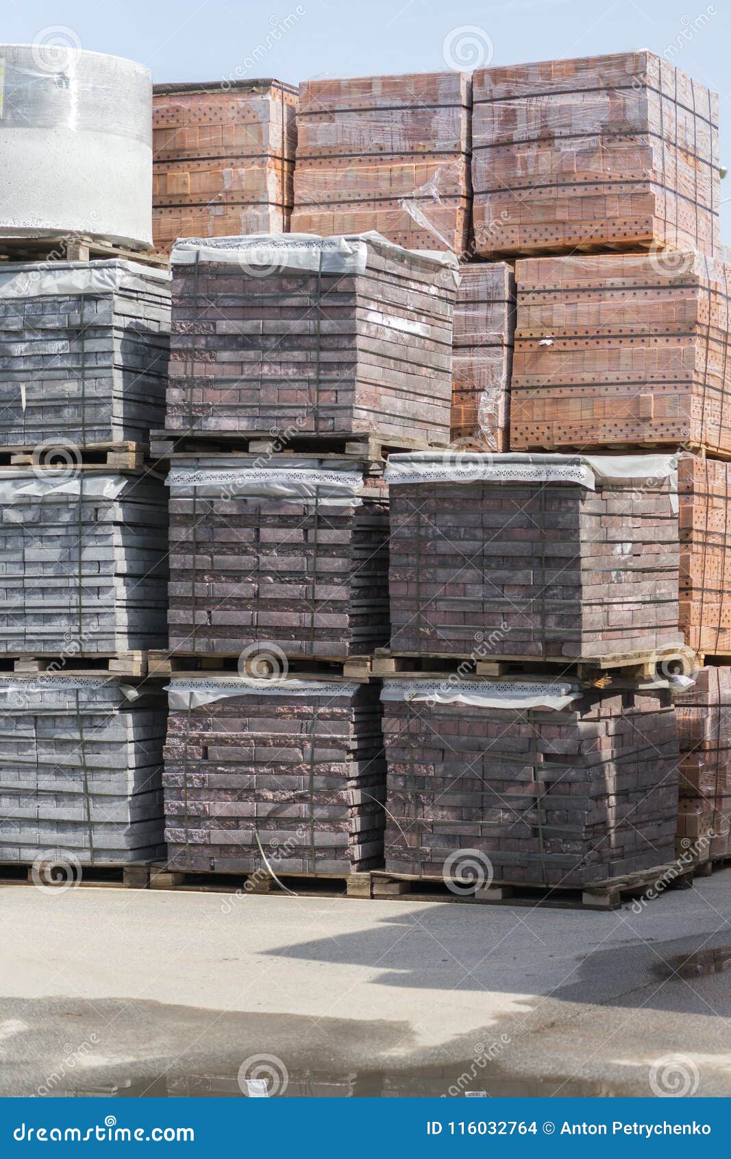 Pallets with Bricks in the Building Store. Racks with Brick. Masonry ...
