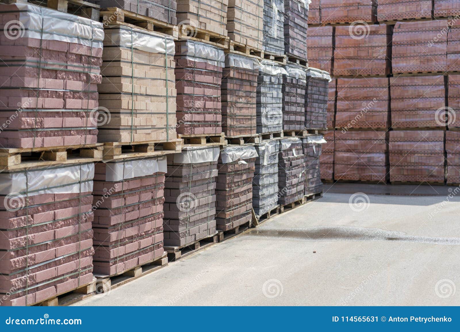 Pallets with Bricks in the Building Store. Racks with Brick. Masonry ...