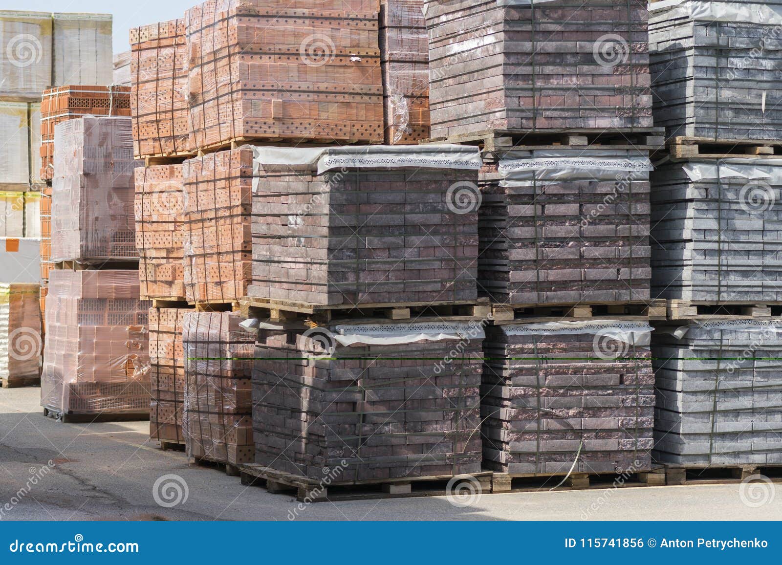 Pallets with Bricks in the Building Store. Racks with Brick. Masonry ...