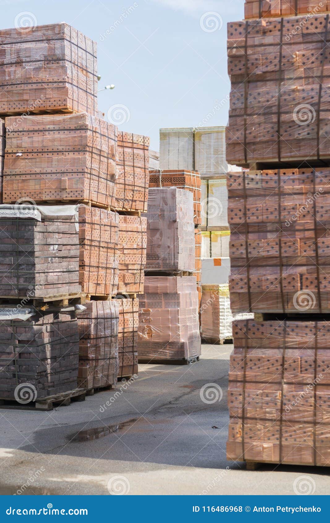 Pallets with Bricks in the Building Store. Racks with Brick. Masonry ...