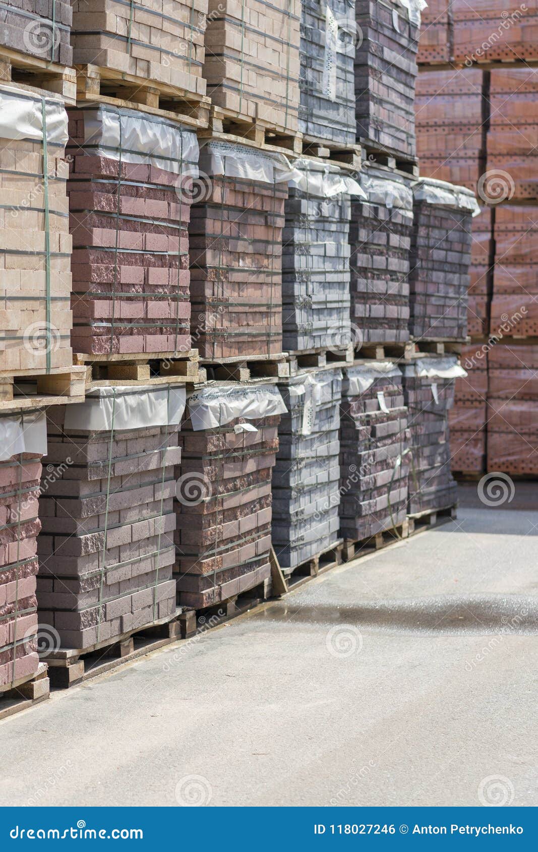 Pallets with Bricks in the Building Store. Racks with Brick. Masonry ...