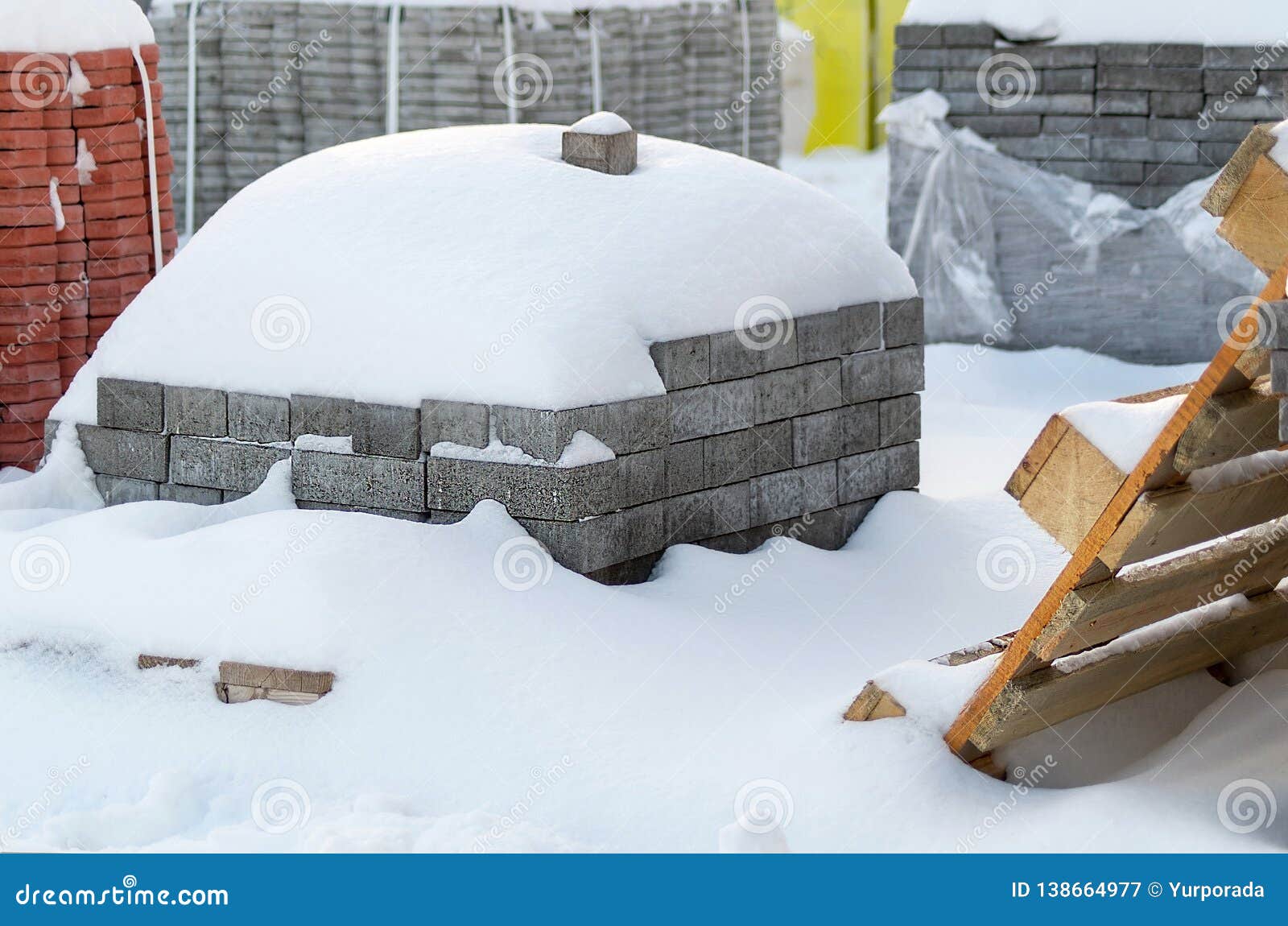 Pallets With Bricks Delivered To The House Construction Site Royalty ...