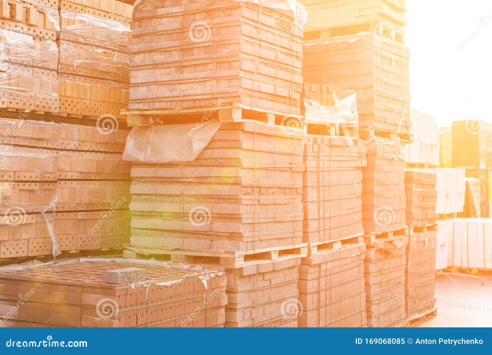 Pallets with Bricks in the Building Store. Racks with Brick. Masonry ...