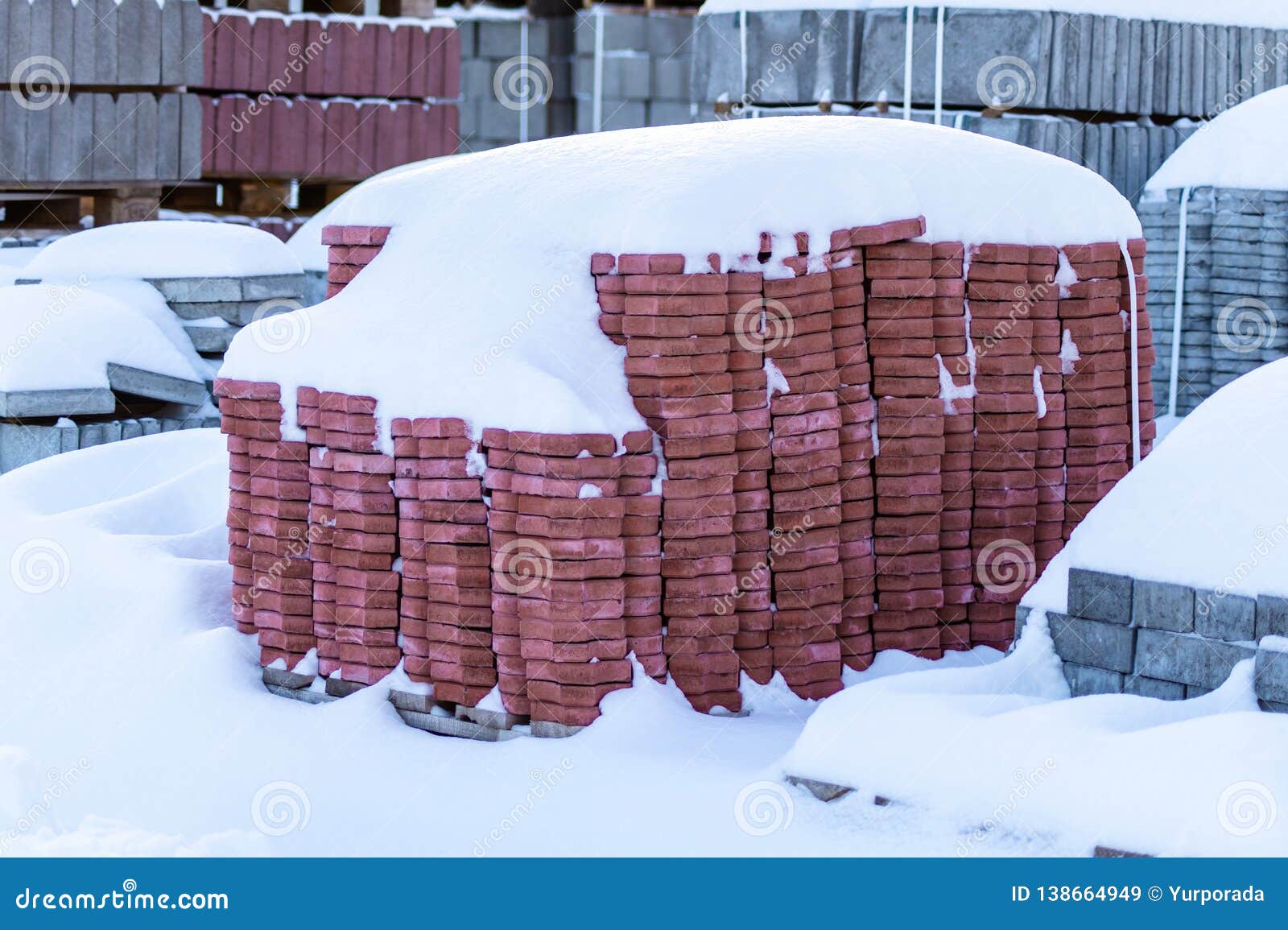 Pallets with Bricks in the Store. Racks of Brick. Stock Image - Image ...
